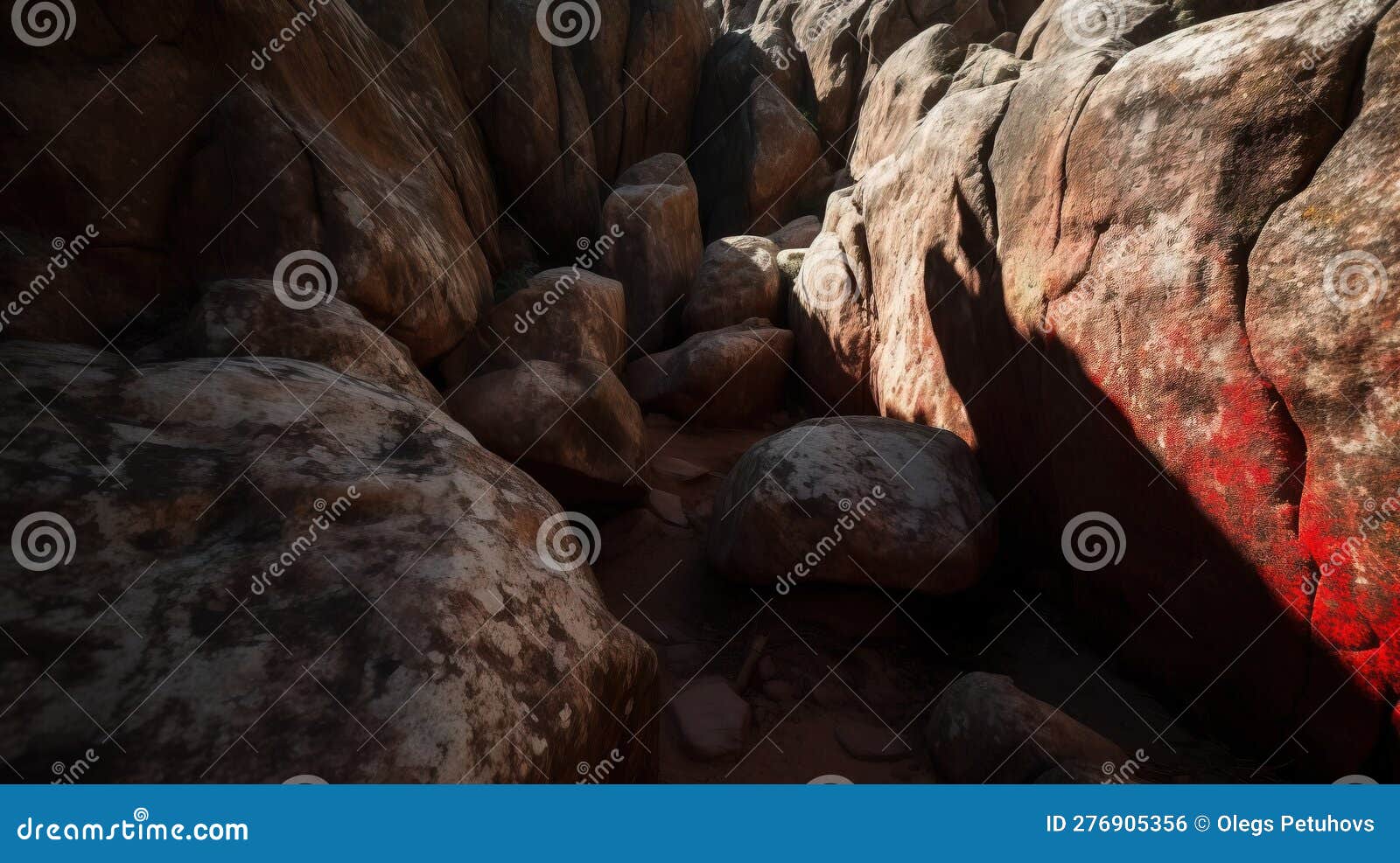 A Rock Formation with Red Paint on it and a Shadow of a Person Standing ...