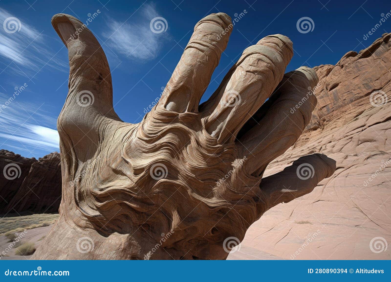 Rock Formation Resembling a Hand, with Each Finger Curving and Twisting ...