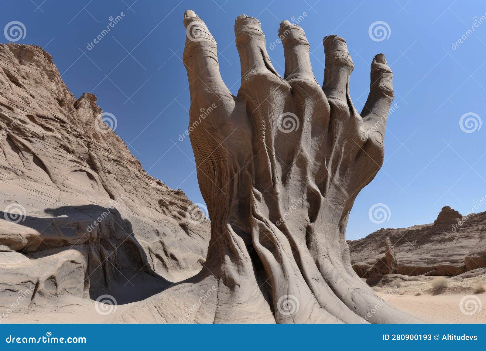 Rock Formation Resembling a Hand, with Each Finger Curving and Twisting ...