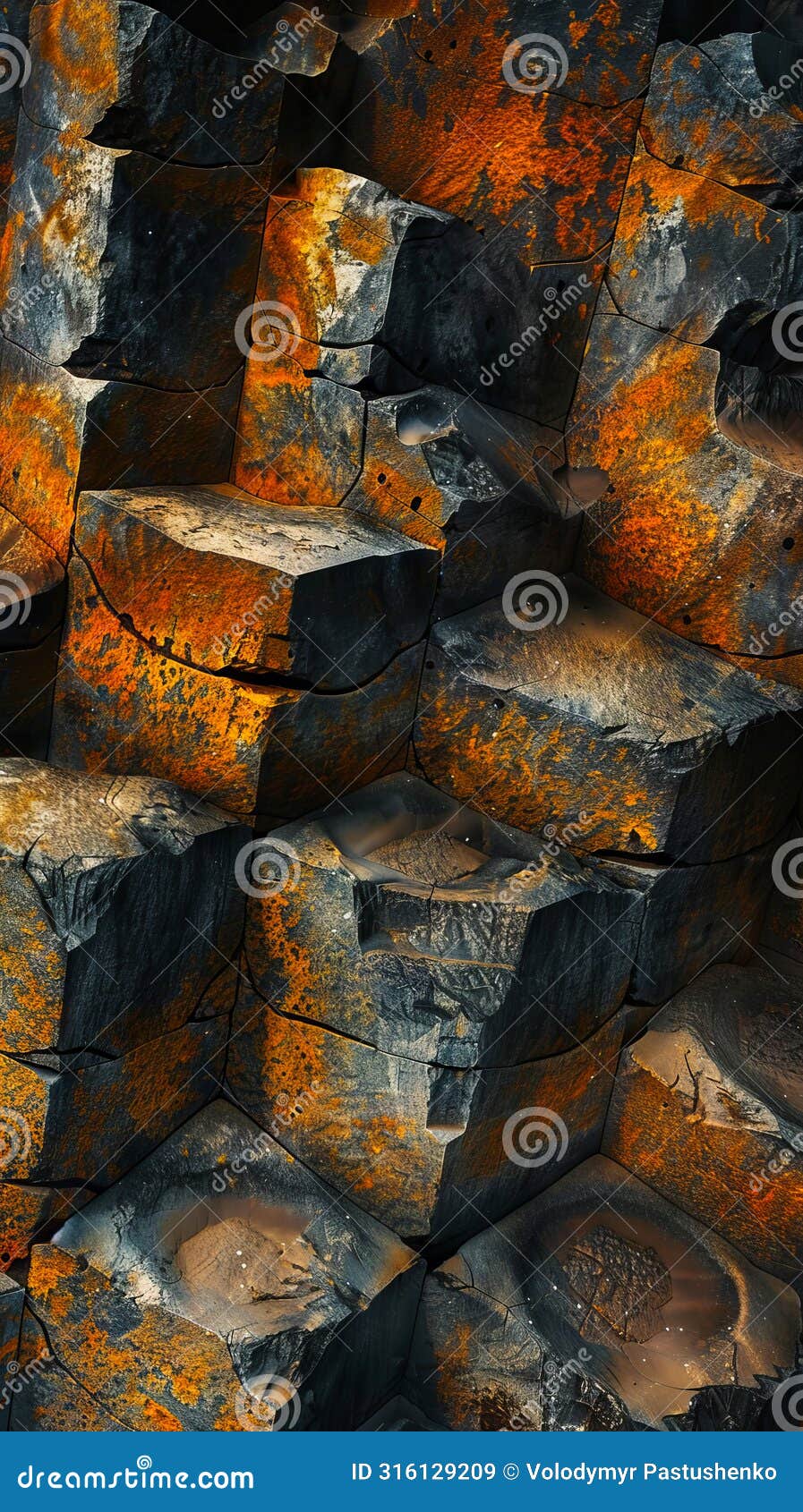 A Rock Formation with Rusty Rocks and a Lava Flow Stock Image - Image ...