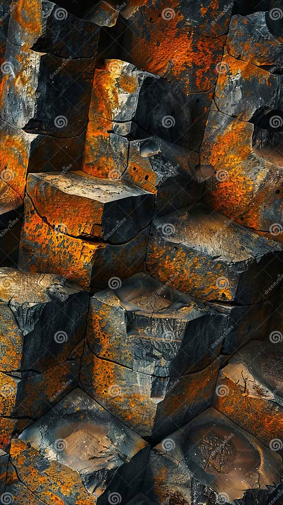 A Rock Formation with Rusty Rocks and a Lava Flow Stock Image - Image ...