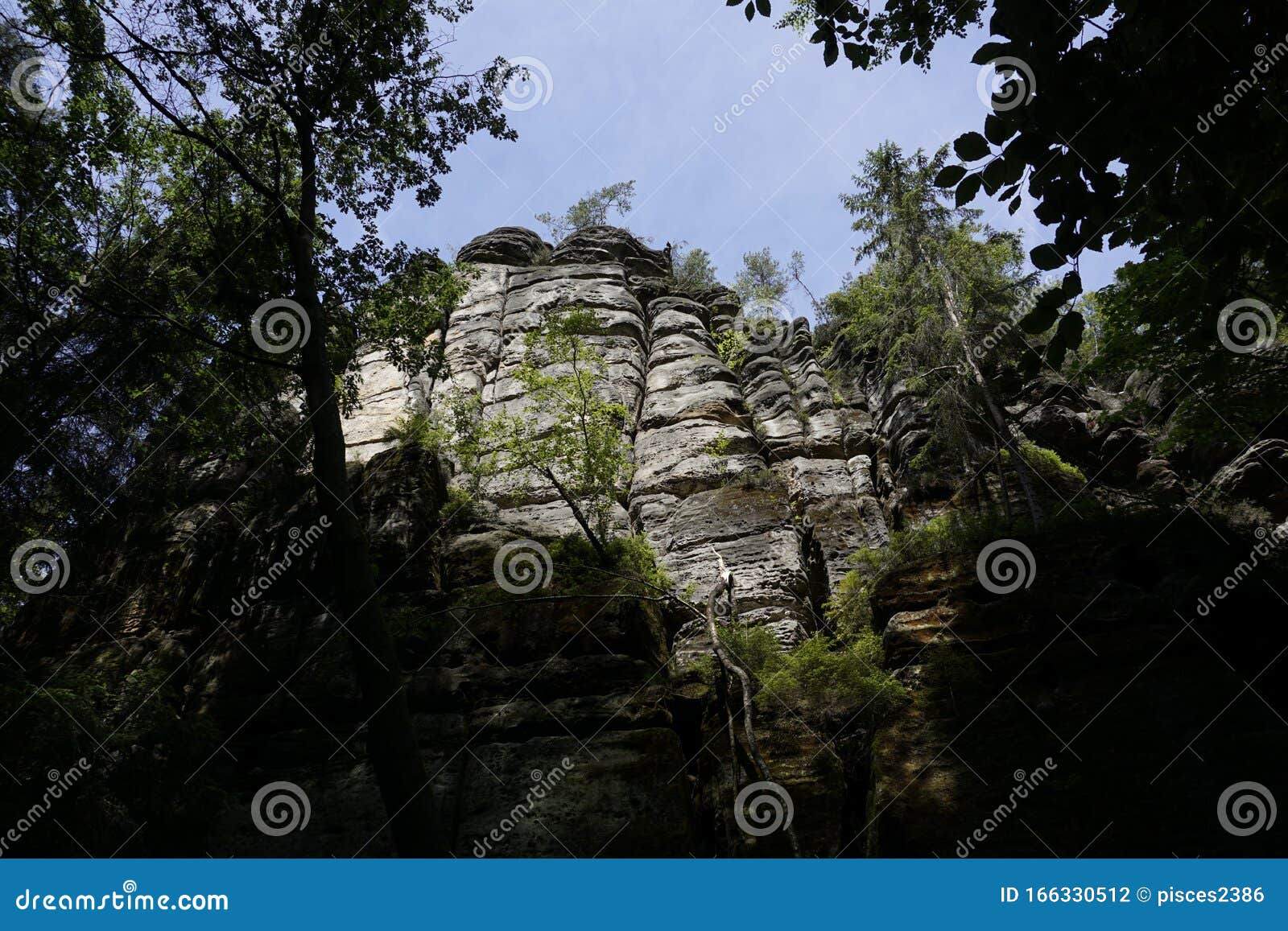 Rock Formation of Saxon Switzerland Behind Trees Stock Photo - Image of ...