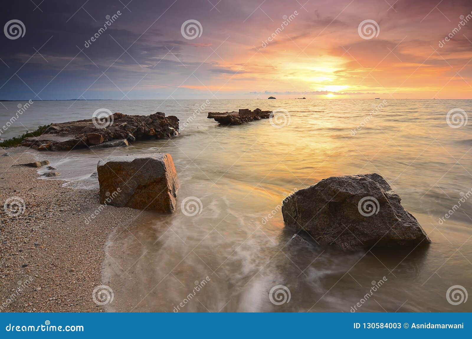 Rock Formation with Wave Hitting during Beautifull Sunset. Stock Image ...