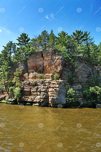 Rock Formation on the Wisconsin Dells Stock Image - Image of pine ...