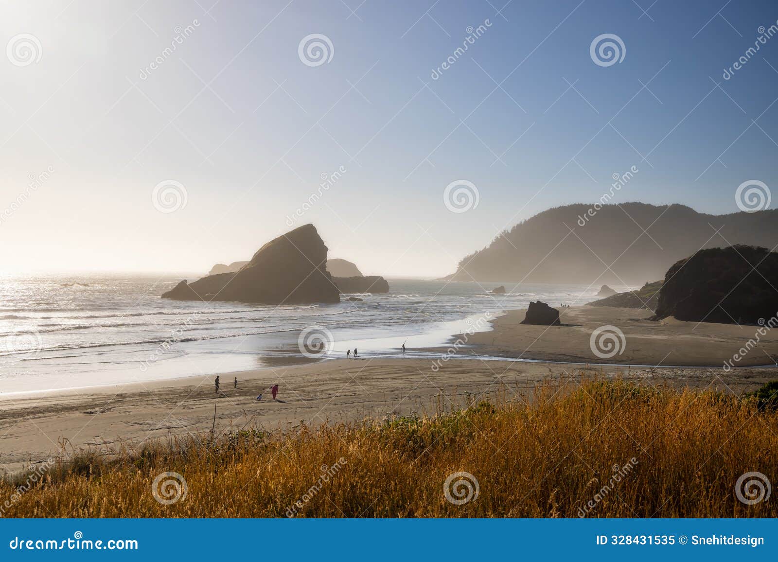 Rock Formations Along Oregon Pacific Coast , during Sunset Stock Image ...