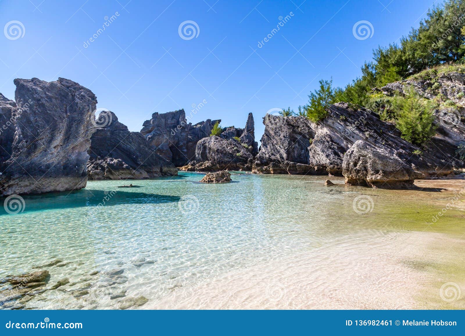 Rock Formations at the Beach, in Bermuda Stock Image - Image of geology ...
