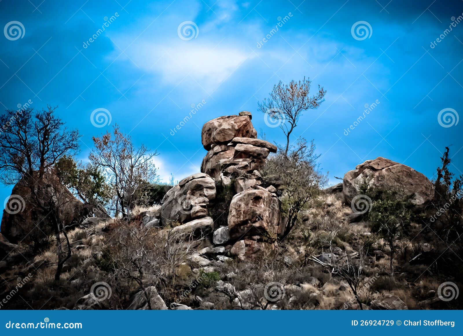 Rock Formations and Blue Sky Stock Image - Image of geology, painting ...