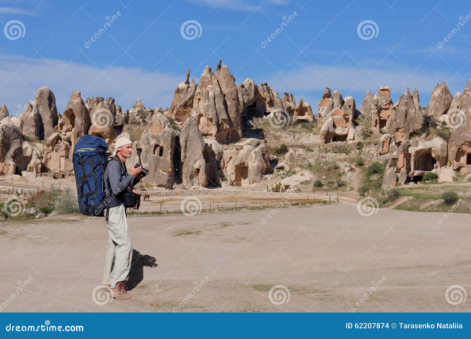 Rock Formations of Cappadocia and Photographer Stock Photo - Image of ...