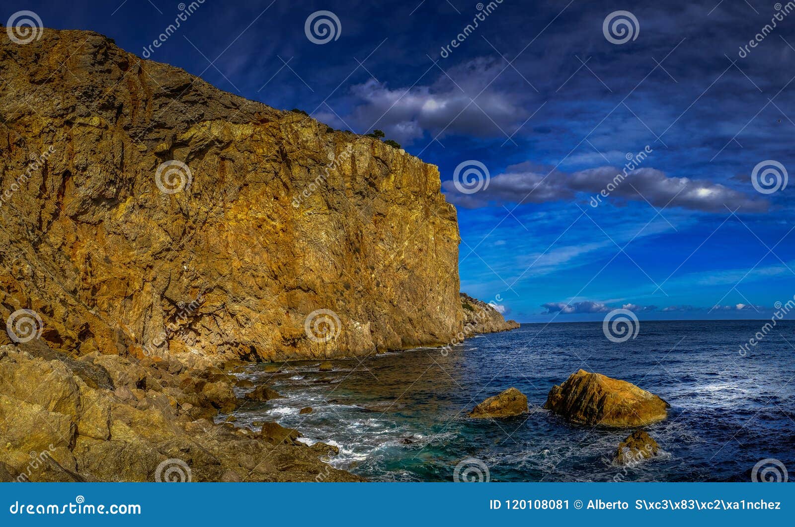 Cliffs Over the Mediterranean Stock Image - Image of landscape, horizon ...