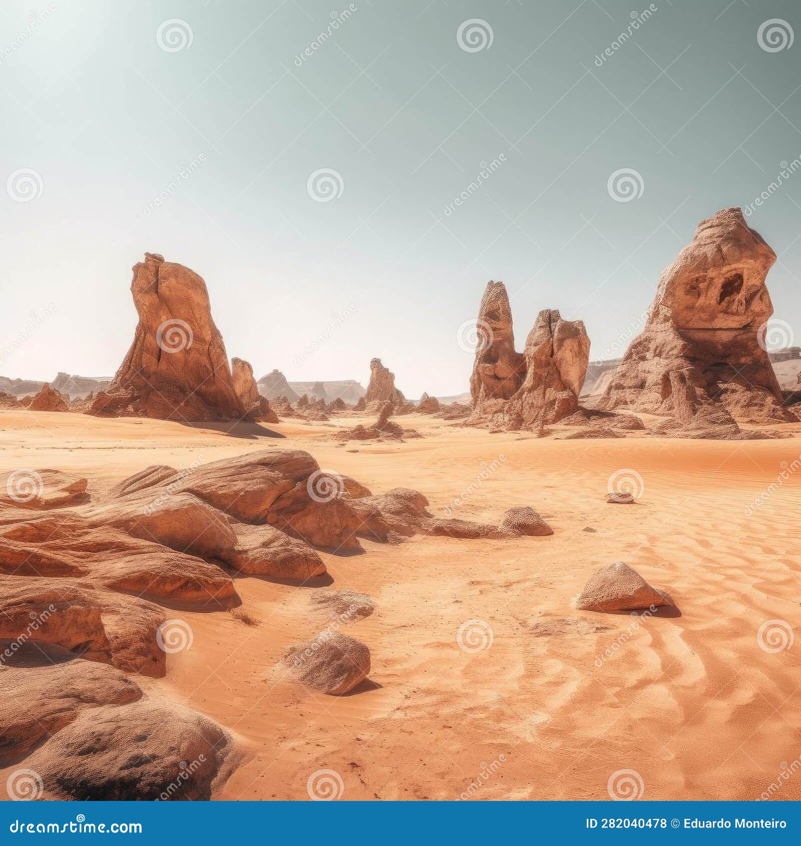 Rock Formations in the Desert Stock Illustration - Illustration of ...