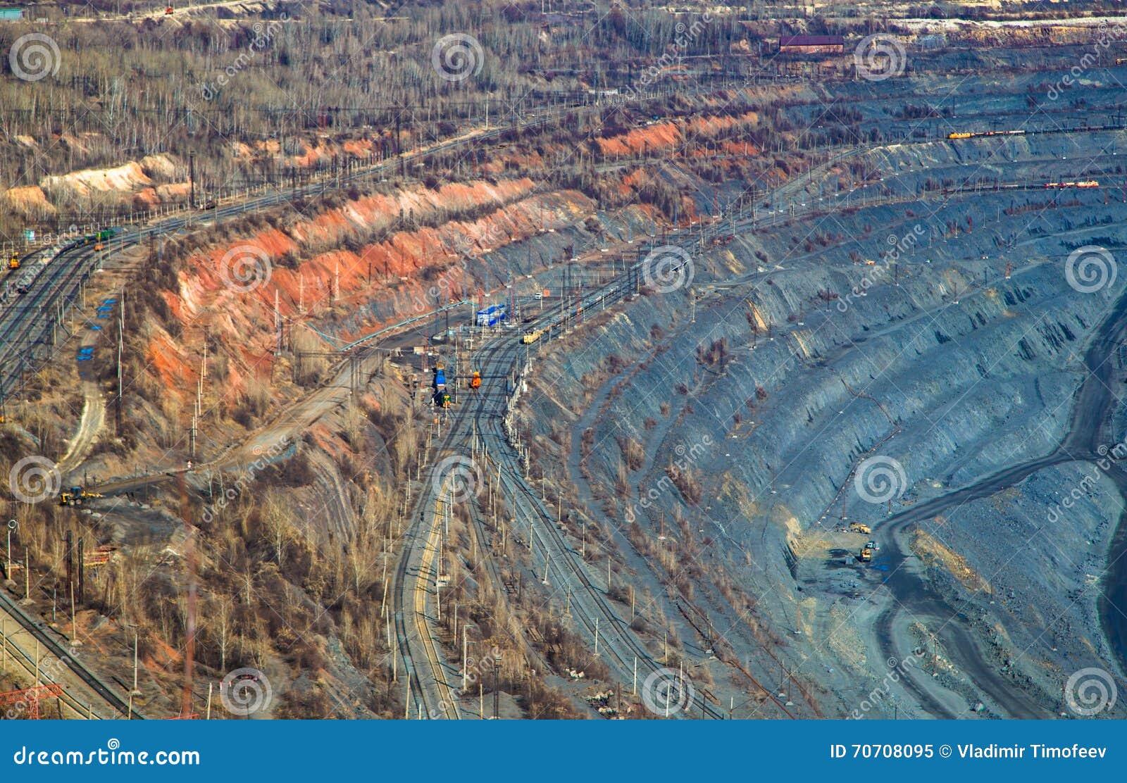 Rock Formations in Huge Quarries of Ore Together with Technique Stock ...