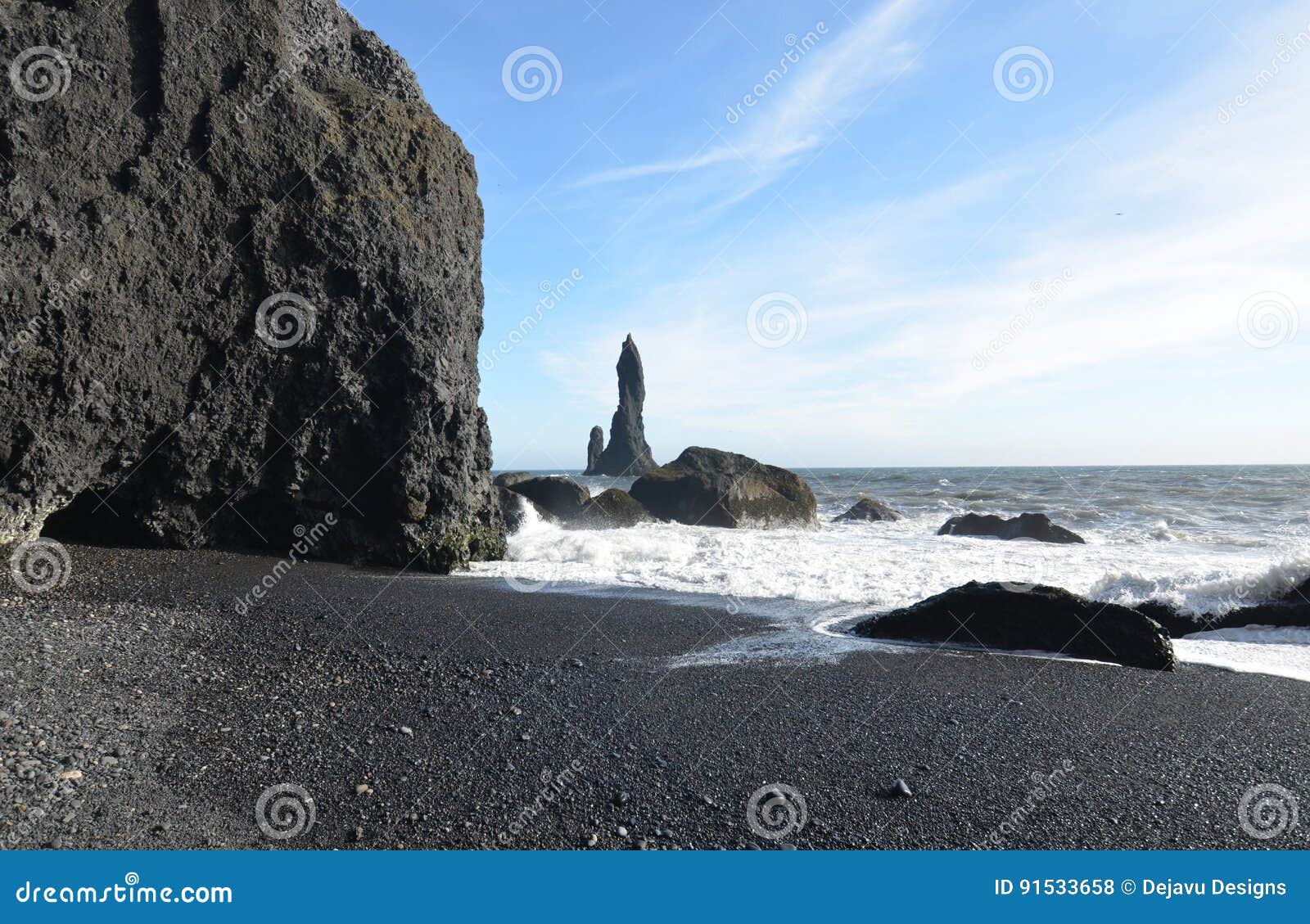 Rock Formations Off of Reynisfjara Beach in Vik Iceland Stock Photo ...