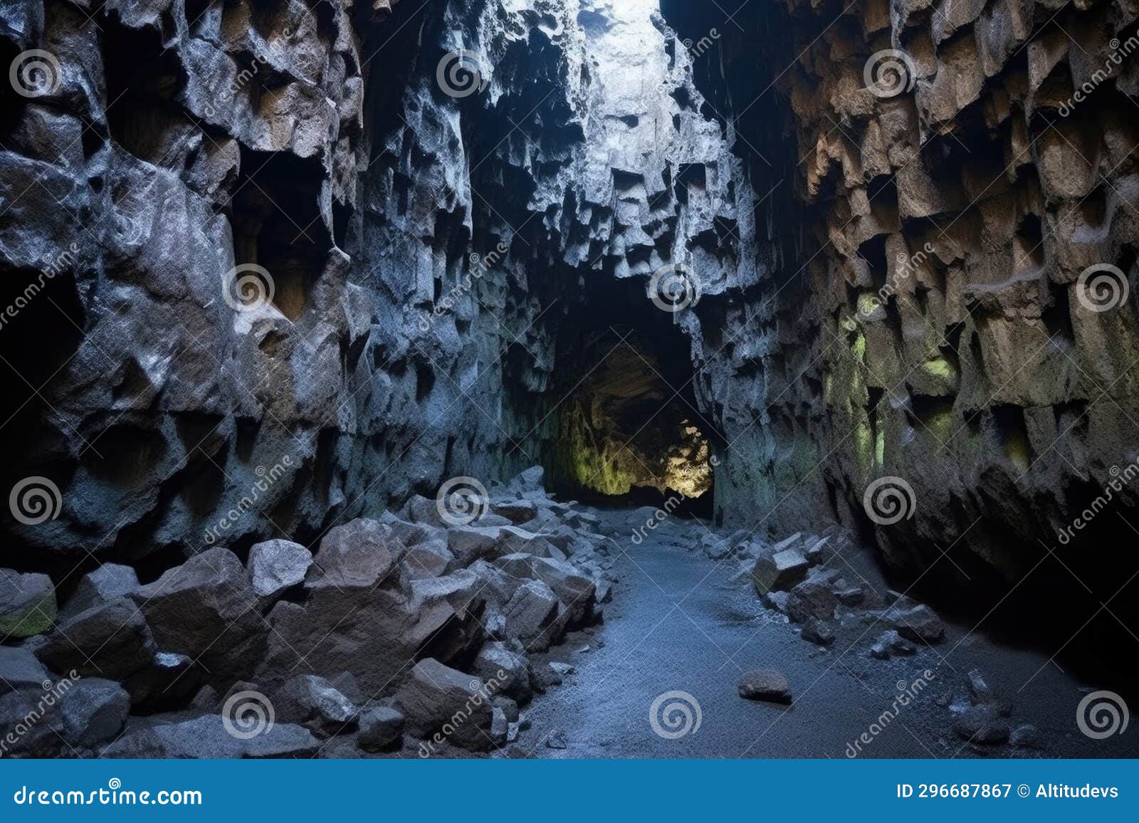 Rock Formations in a Volcanic Lava Cave Stock Image - Image of natural ...
