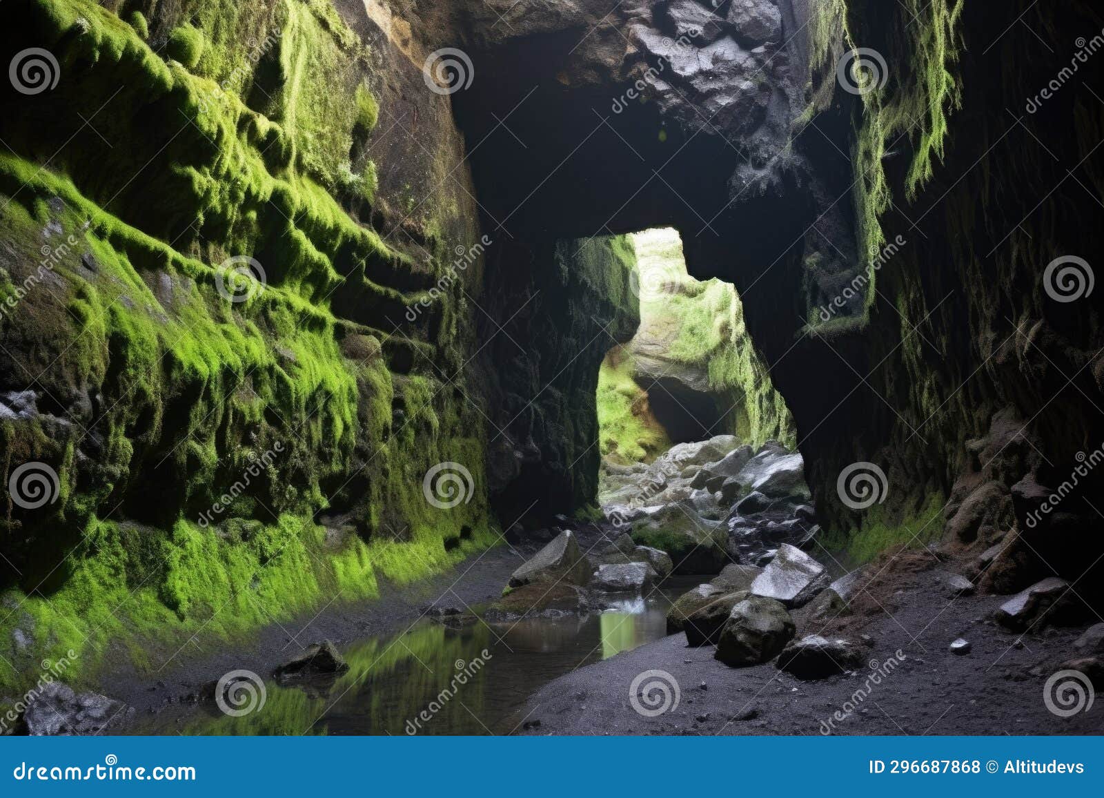 Rock Formations in a Volcanic Lava Cave Stock Photo - Image of rock ...