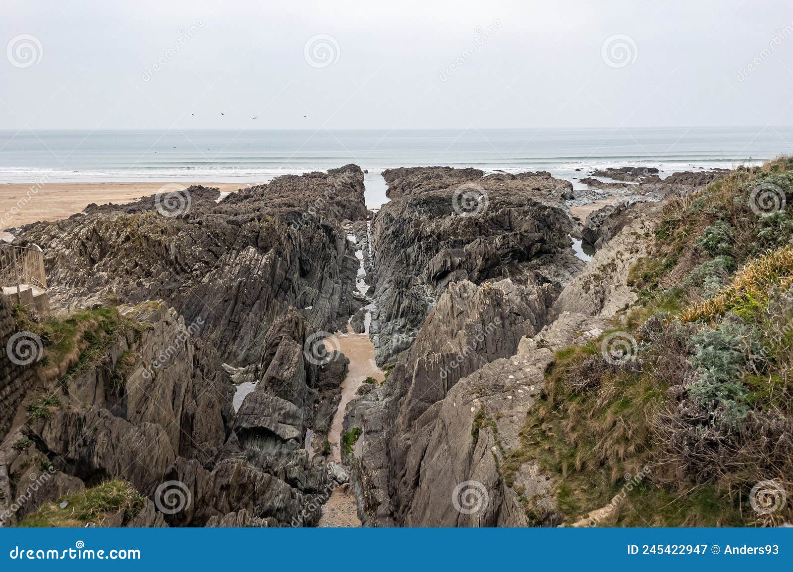 Rock Formations at Woolacombe Beach, Devon Stock Image - Image of ...
