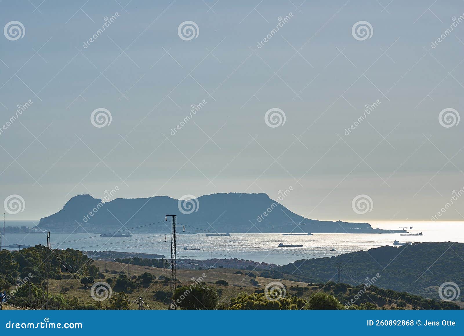 The Rock of Gibraltar at the Coast Line of the Mediterranean Sea. Stock ...