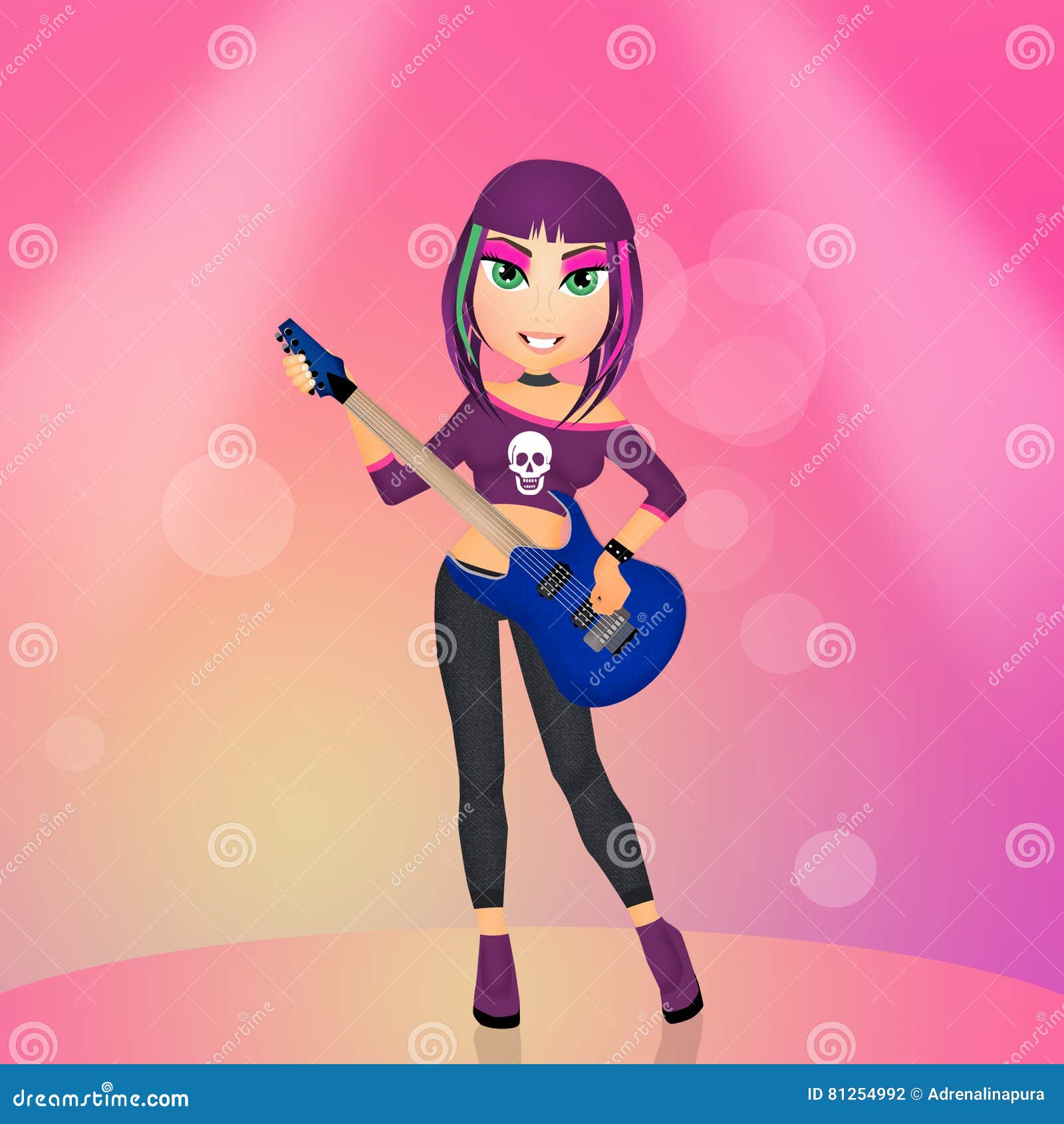 Rock girl stock illustration. Illustration of stage, electric - 81254992