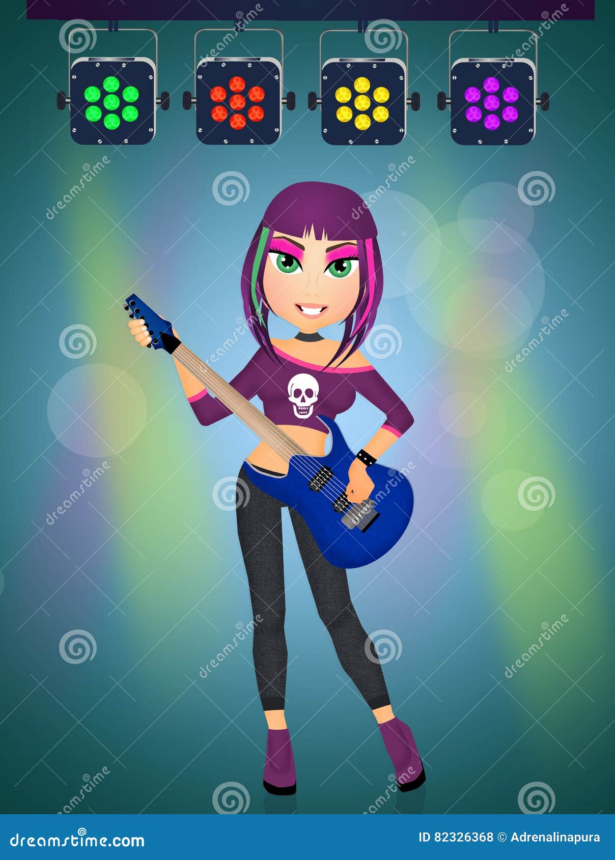 Rock girl stock illustration. Illustration of woman, female - 82326368