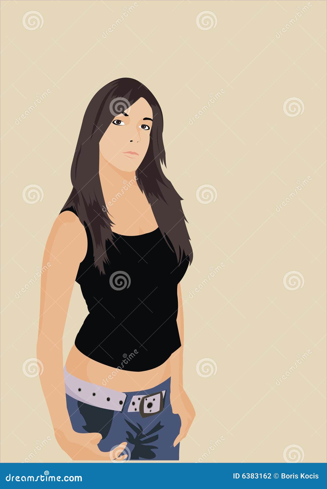 Rock girl draw stock illustration. Illustration of beautiful - 6383162
