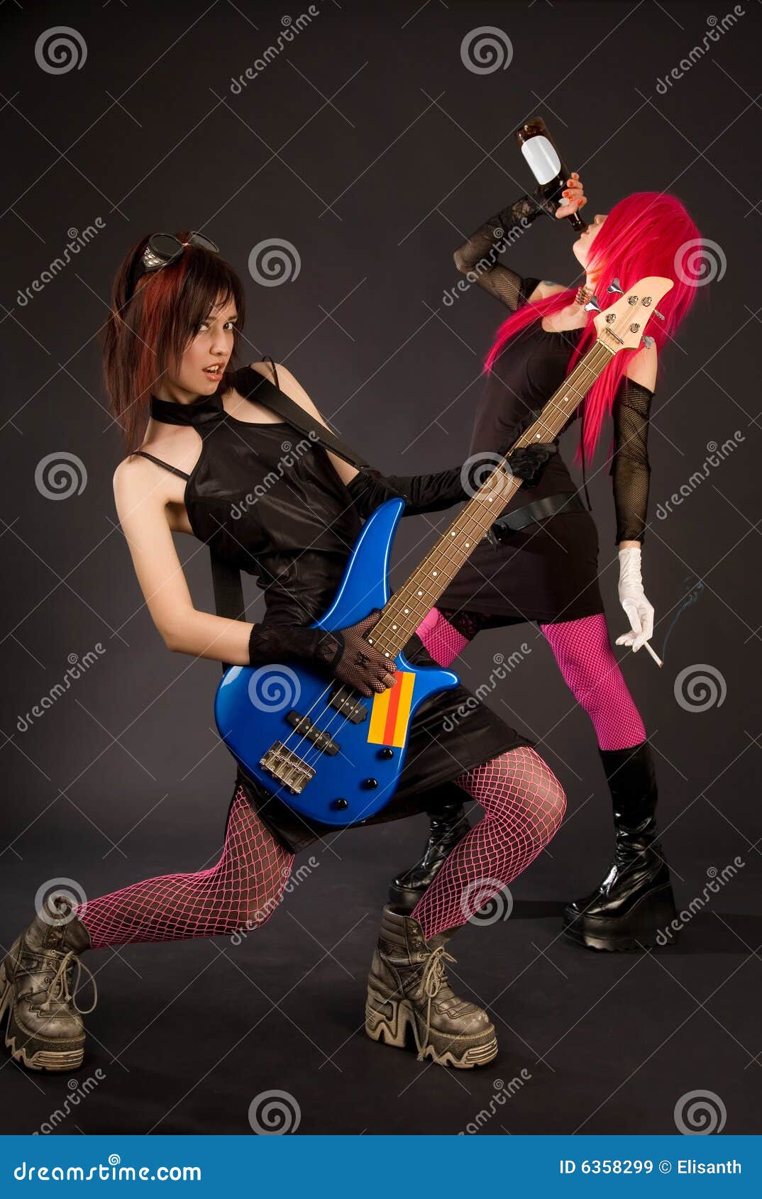 Rock Girls Drinking and Smoking Stock Image - Image of crazy, music ...