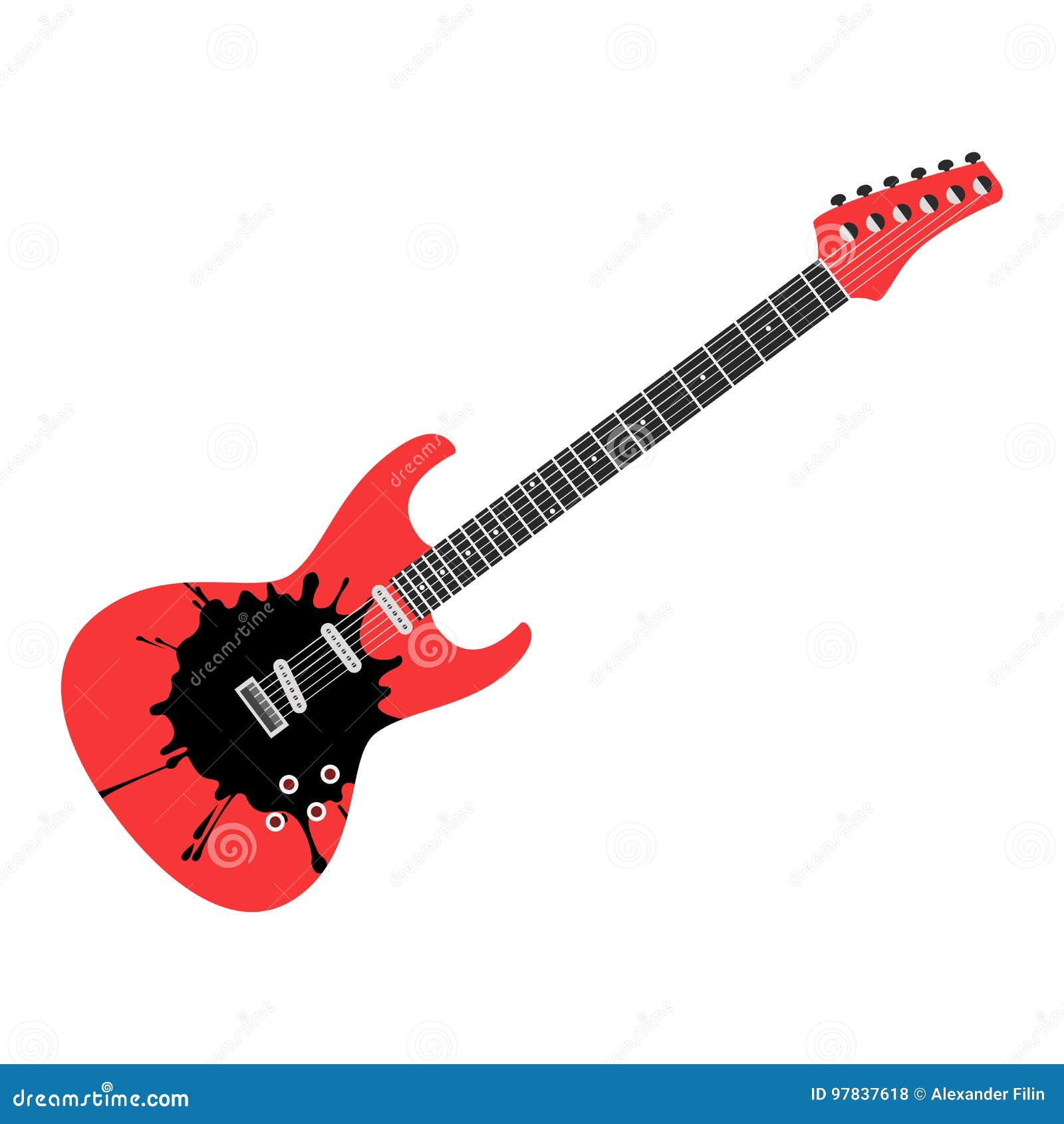 Rock Guitar on Isolated White Background. Vector Illustration Stock ...