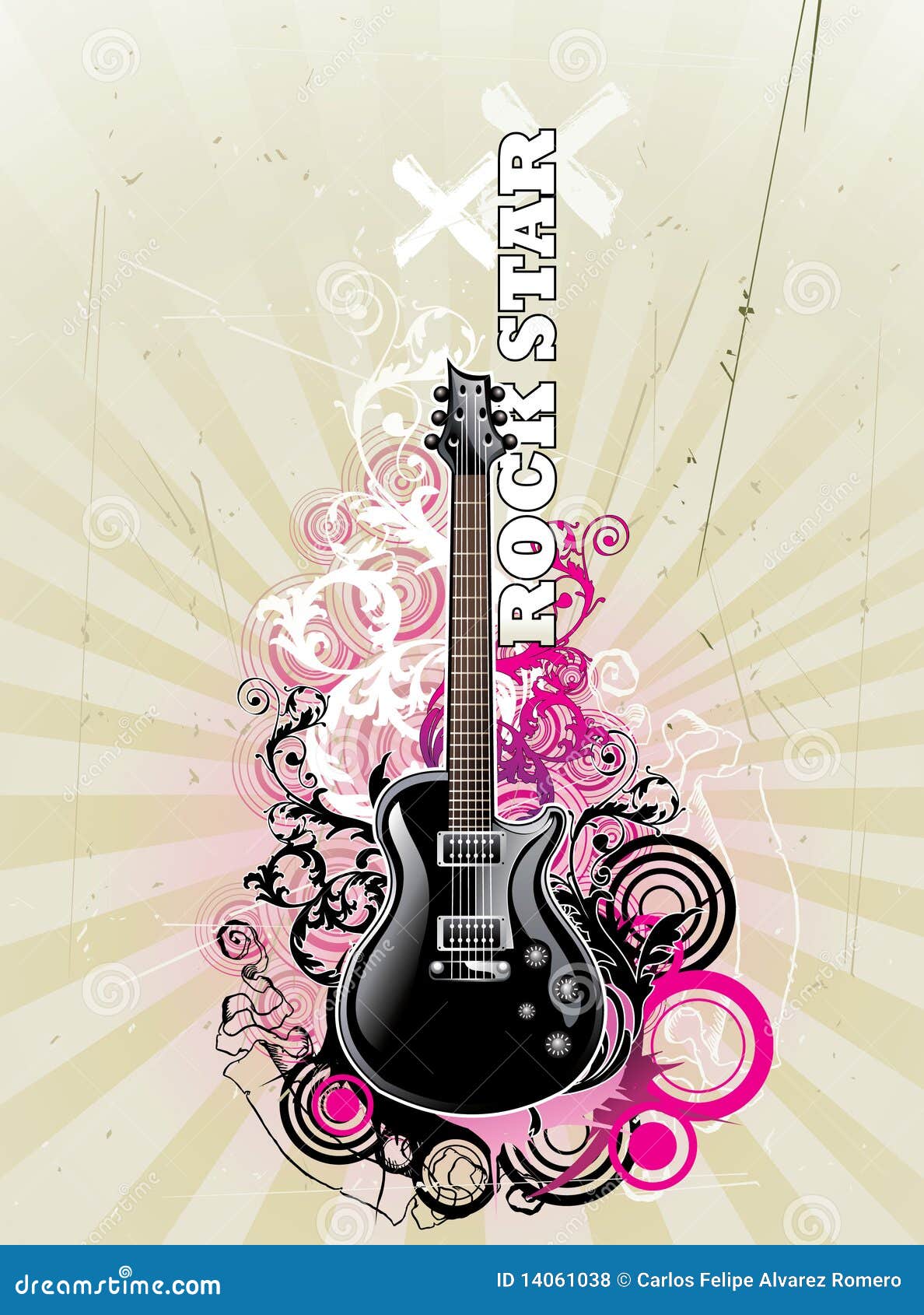 Rock guitar vector stock vector. Illustration of composition - 14061038
