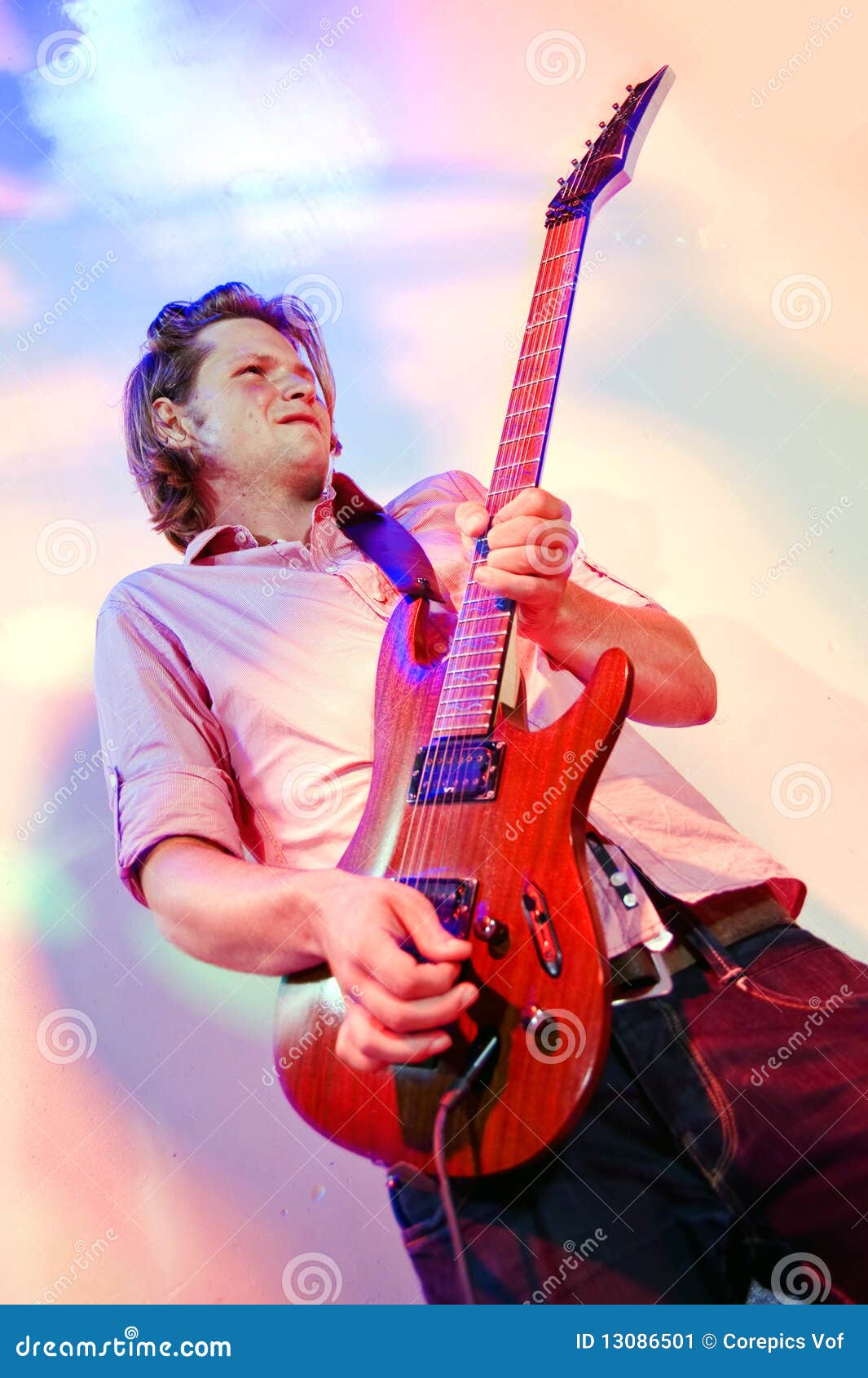 Rock Guitarist stock image. Image of lights, blue, movement - 13086501