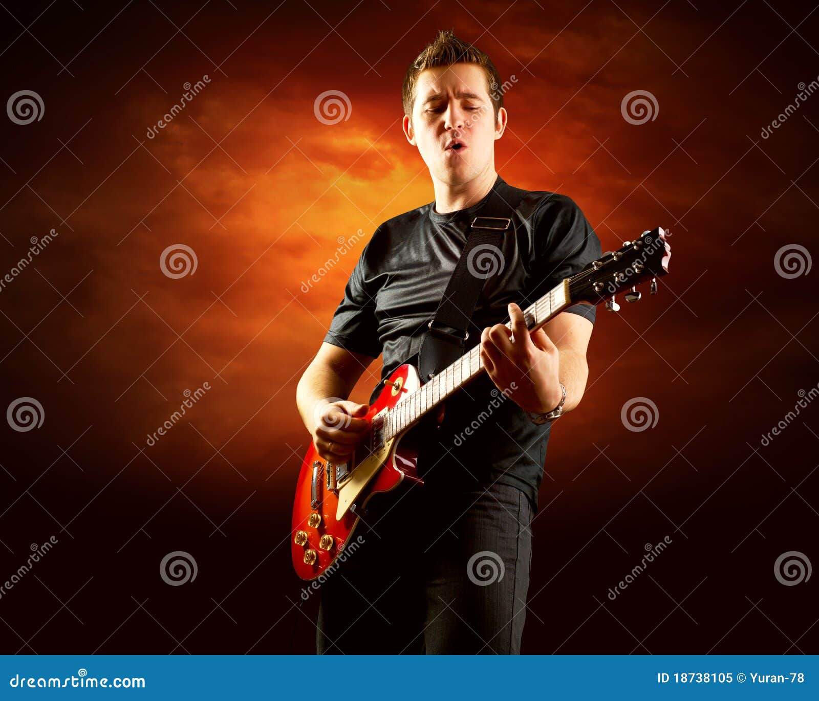 Rock guitarist stock image. Image of electric, flame - 18738105