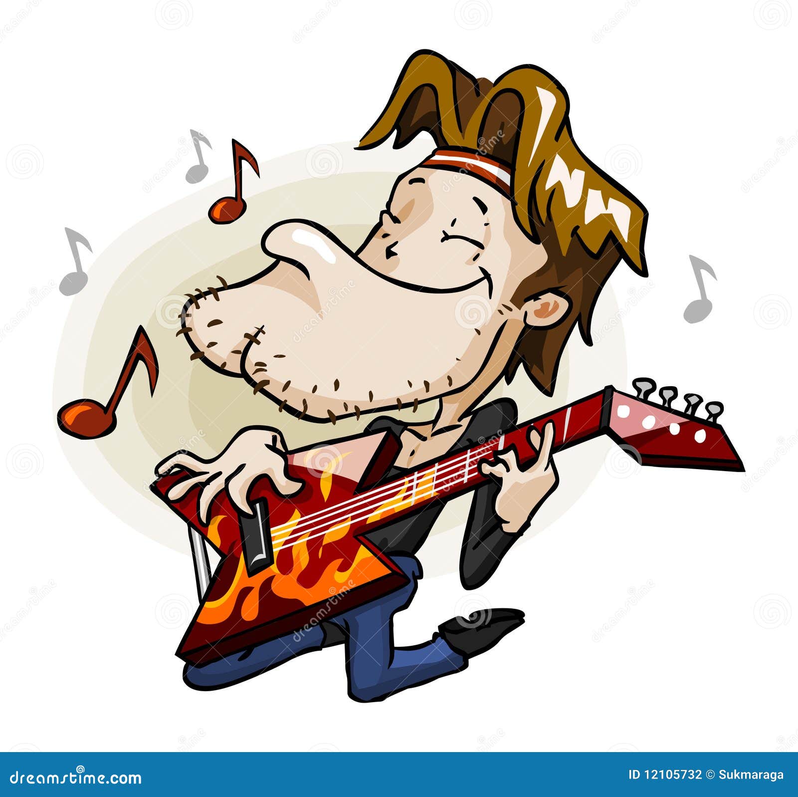 Rock Guitarist Breaks His Guitar On Stage Cartoon Vector ...