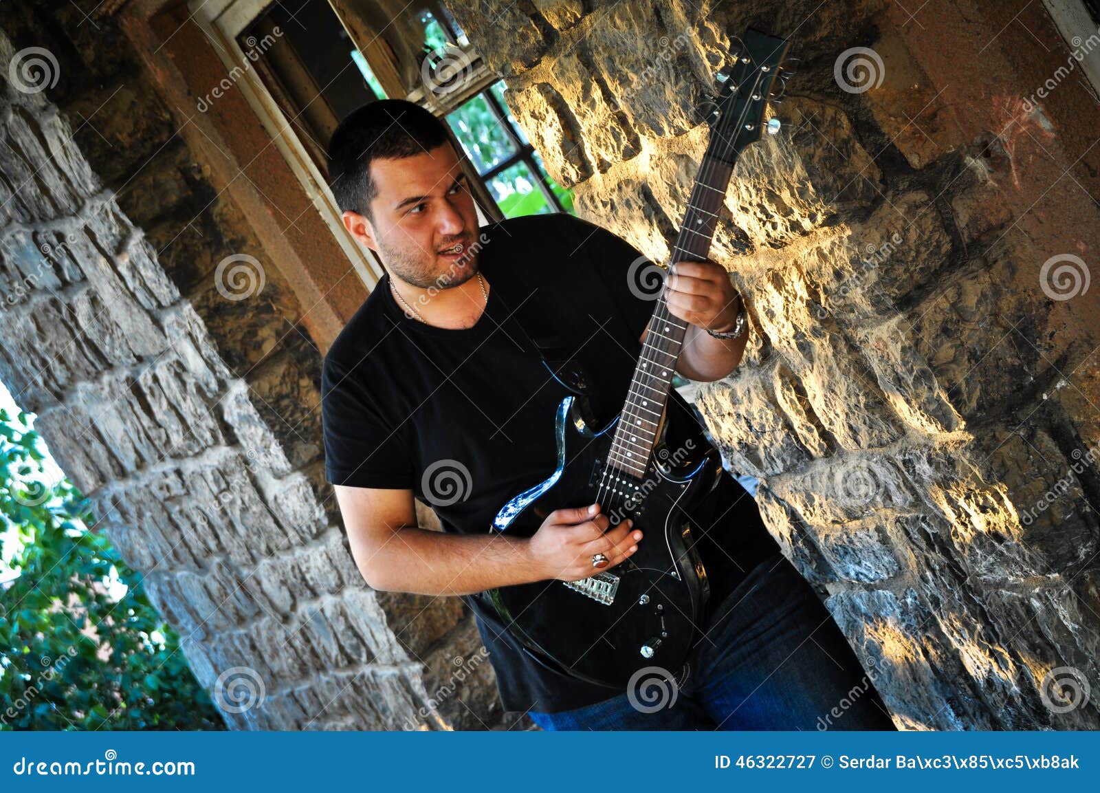 Rock guitarist stock image. Image of jazz, music, glass - 46322727