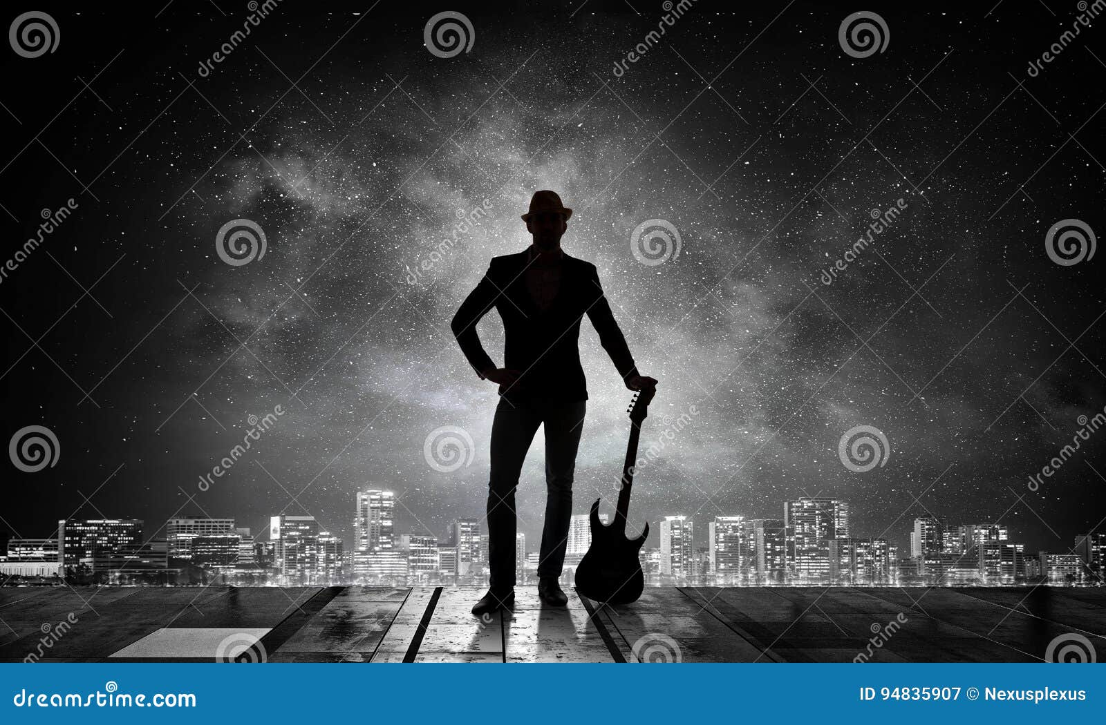Rock Guy with Guitar. Mixed Media Stock Image - Image of artist, rock ...