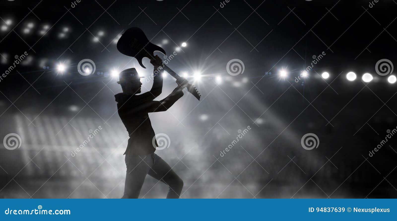Rock Guy with Guitar. Mixed Media Stock Image - Image of rocker ...