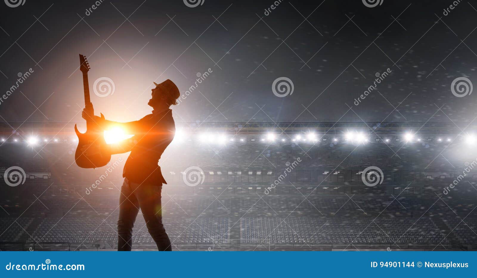 Rock Guy with Guitar. Mixed Media Stock Photo - Image of music, male ...