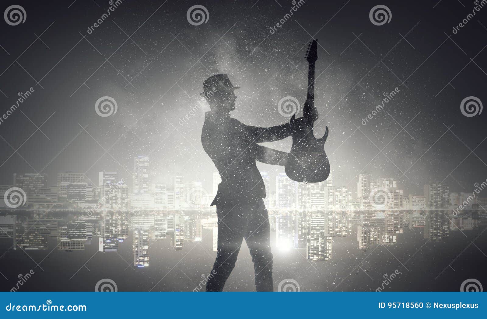Rock Guy with Guitar. Mixed Media Stock Photo - Image of performer ...