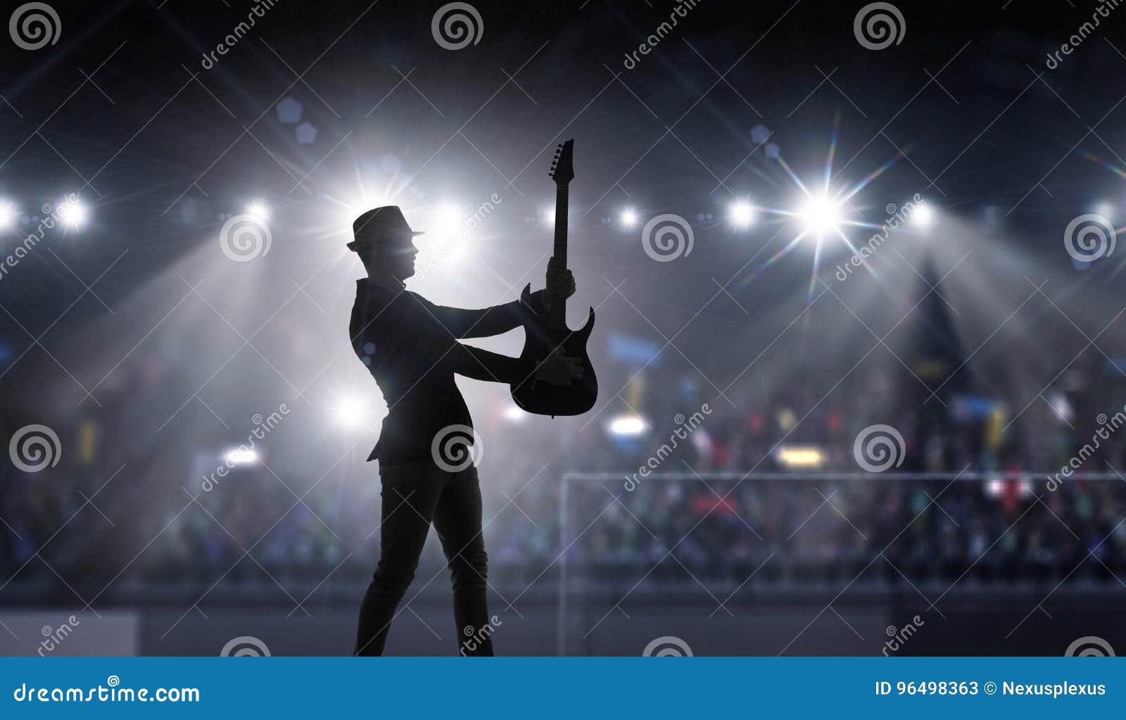 Rock Guy with Guitar. Mixed Media Stock Image - Image of singer ...