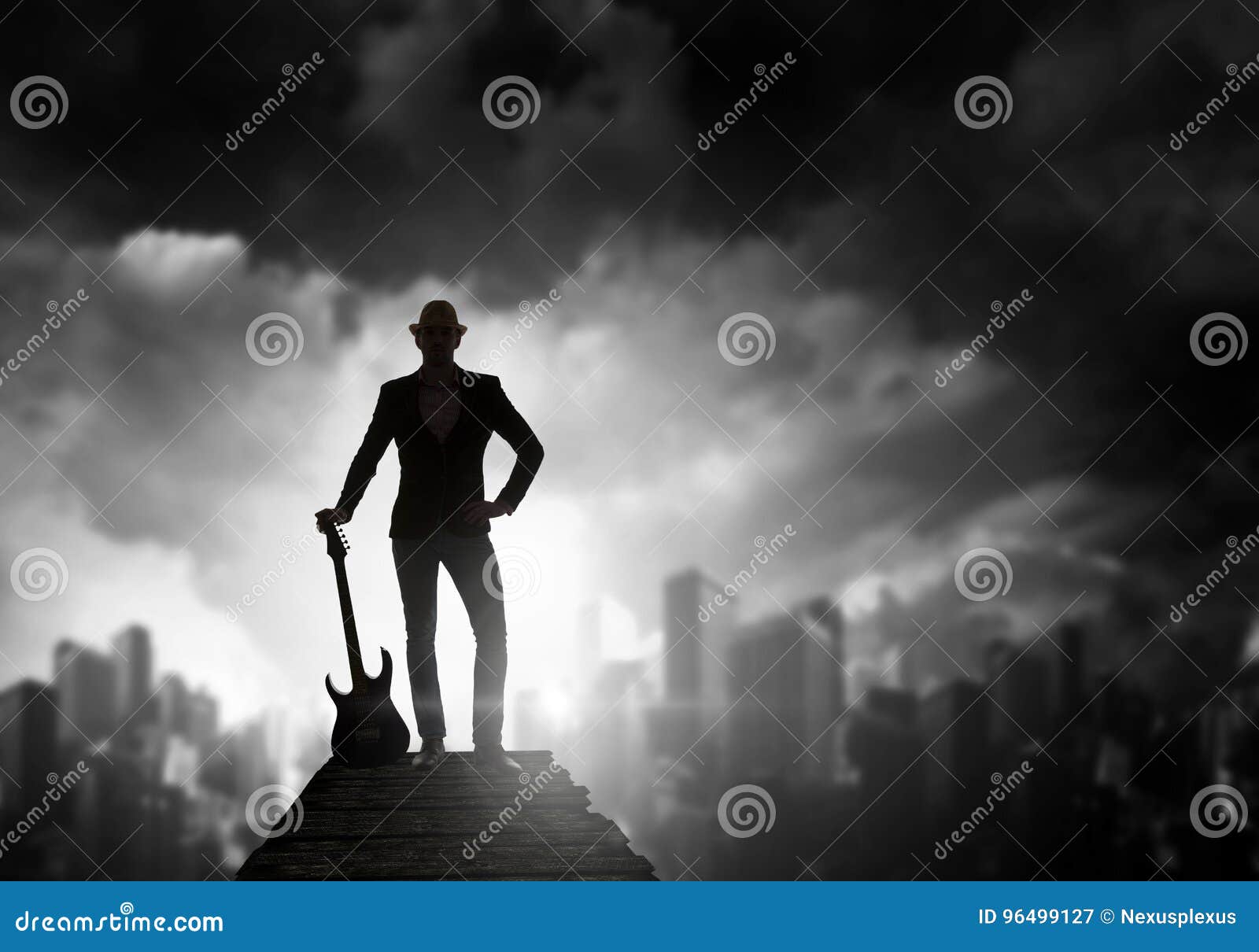 Rock Guy with Guitar. Mixed Media Stock Image - Image of roll, concert ...