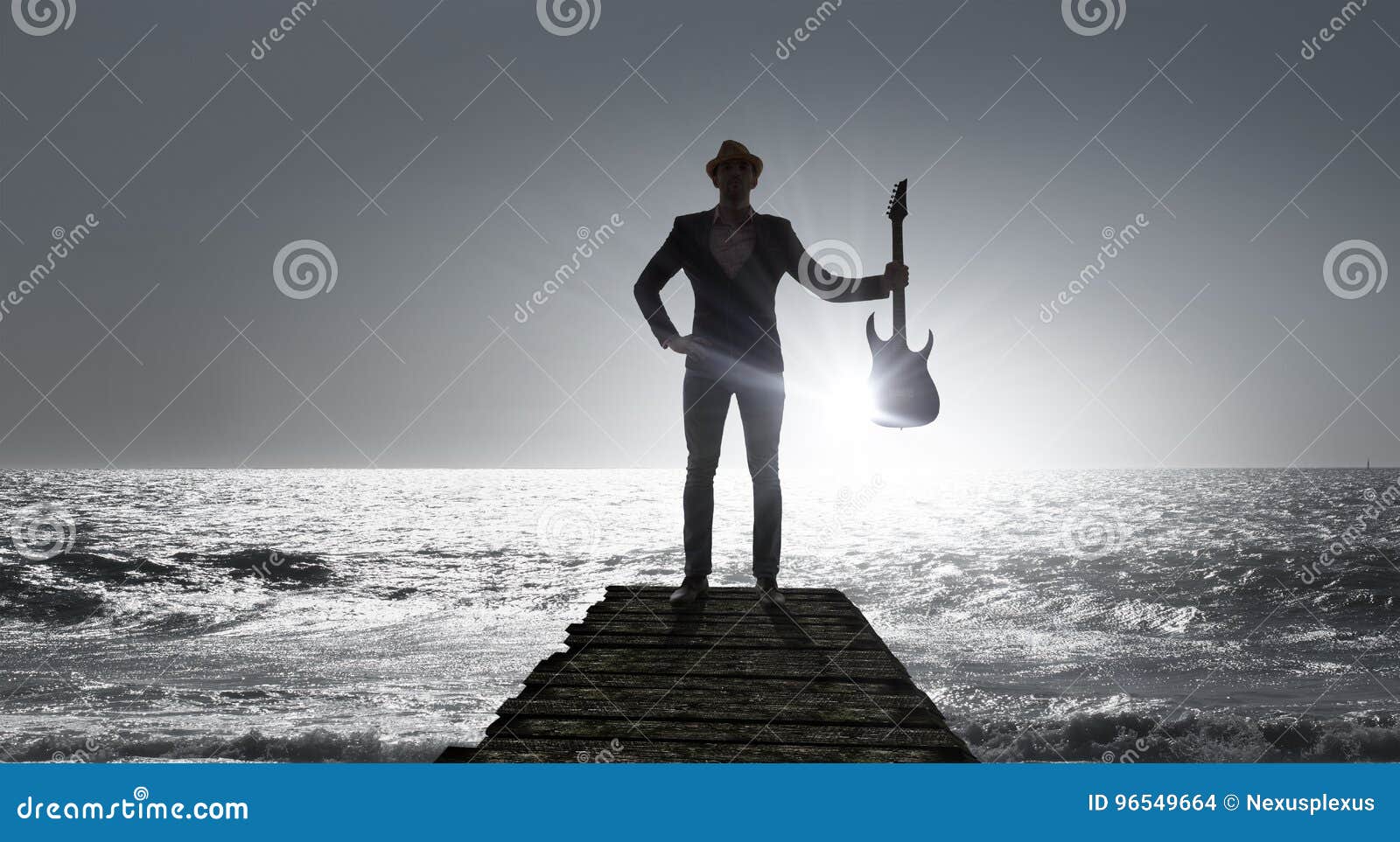 Rock Guy with Guitar. Mixed Media Stock Photo - Image of guitarist ...
