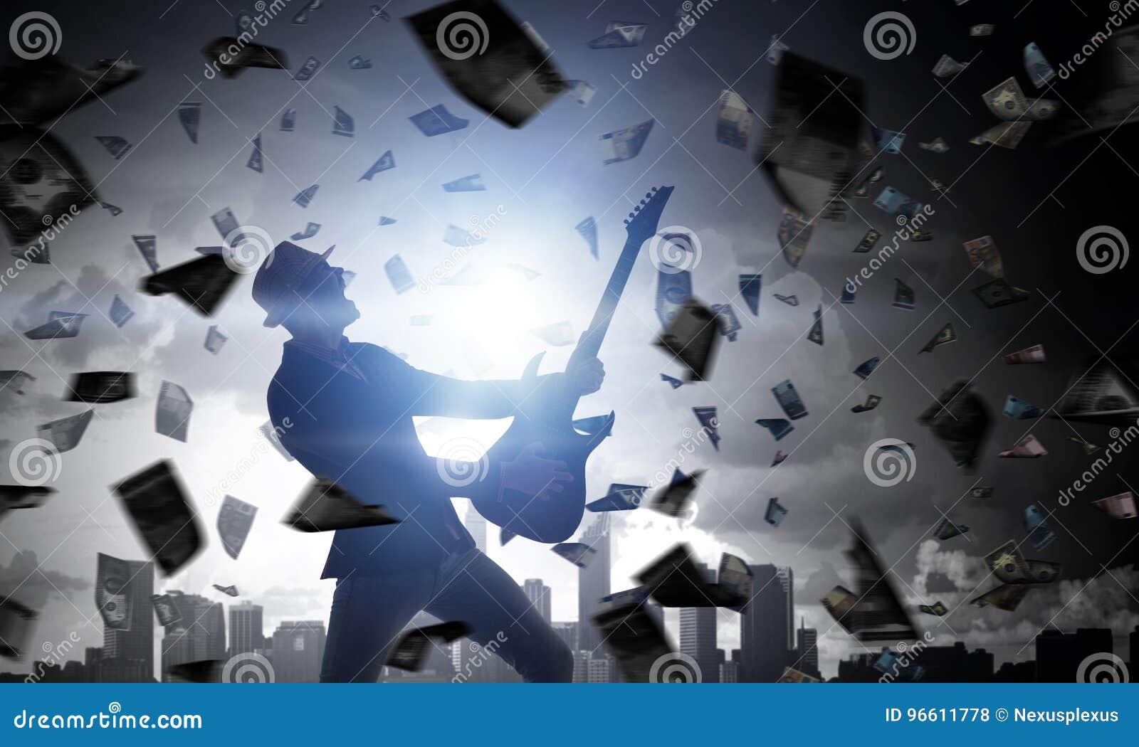 Rock Guy with Guitar. Mixed Media Stock Photo - Image of concert ...