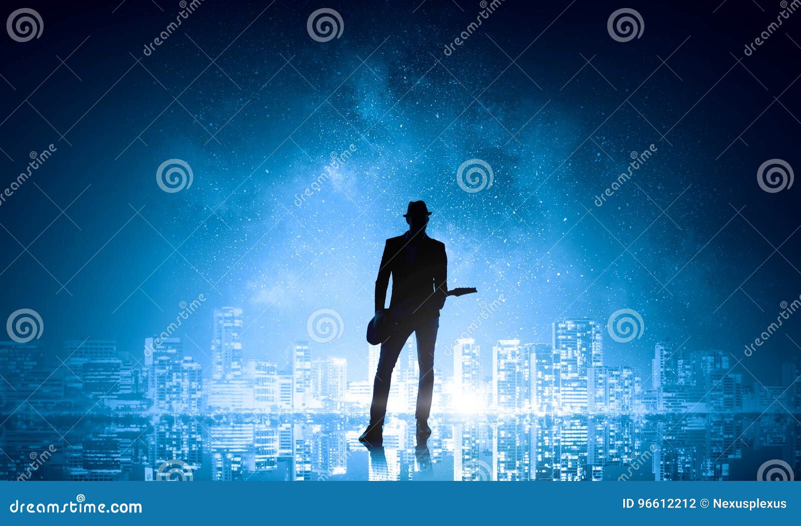 Rock Guy with Guitar. Mixed Media Stock Photo - Image of band, guitar ...