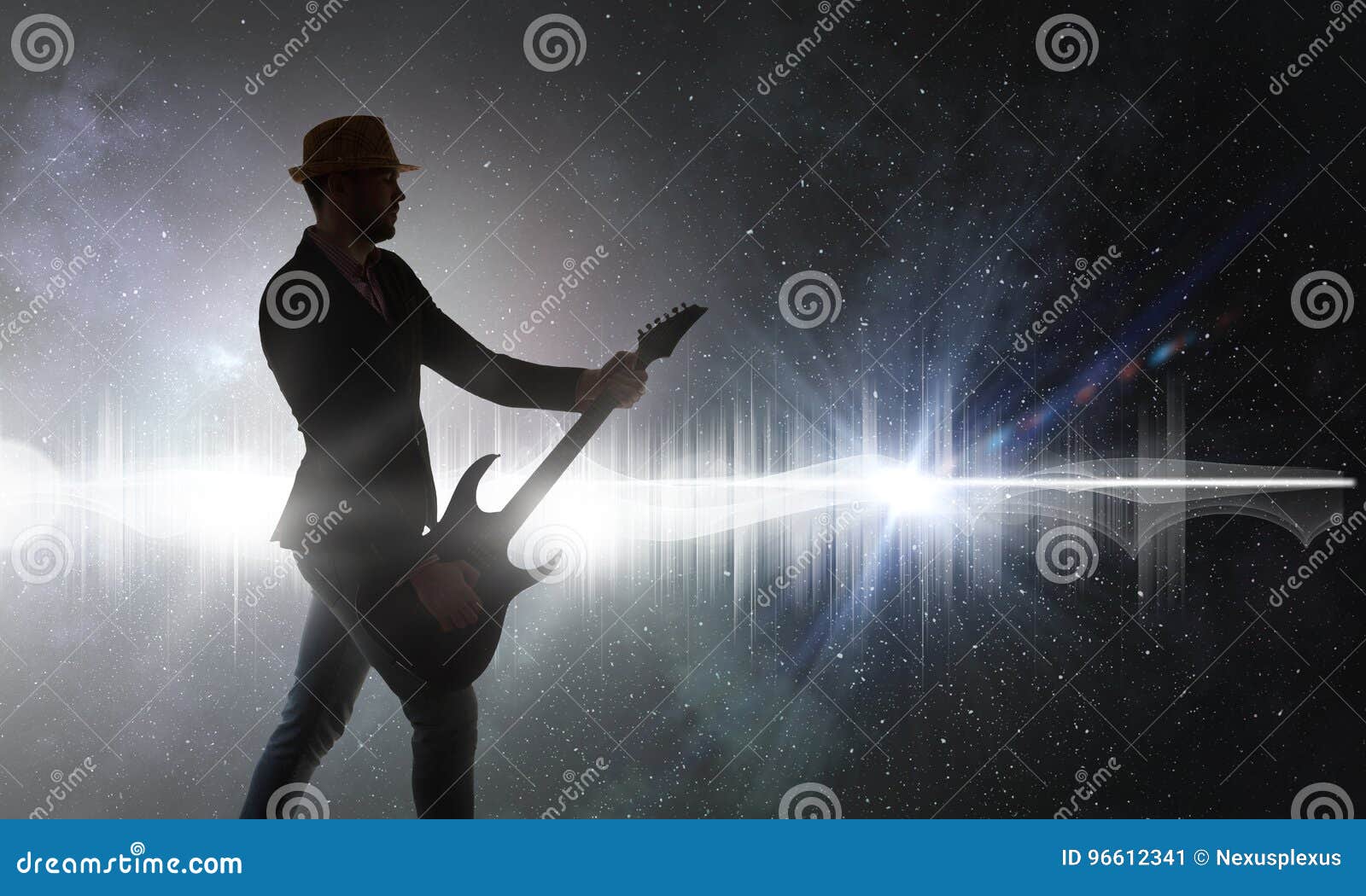 Rock Guy with Guitar. Mixed Media Stock Image - Image of concert ...