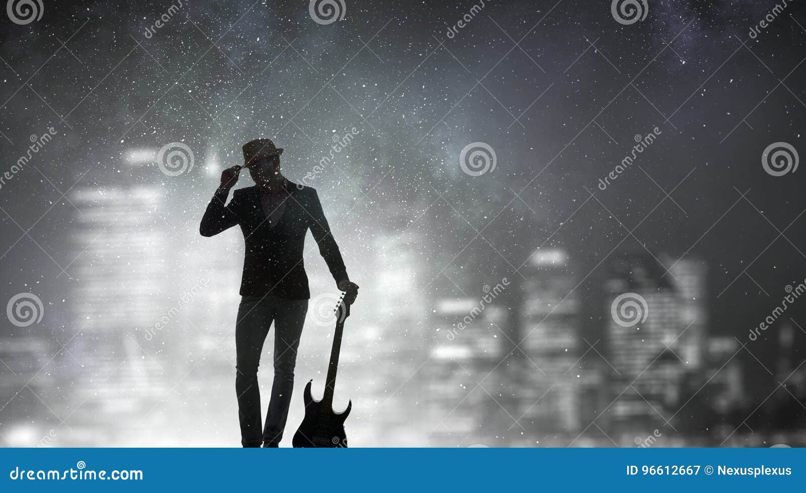 Rock Guy with Guitar. Mixed Media Stock Image - Image of rock, electric ...