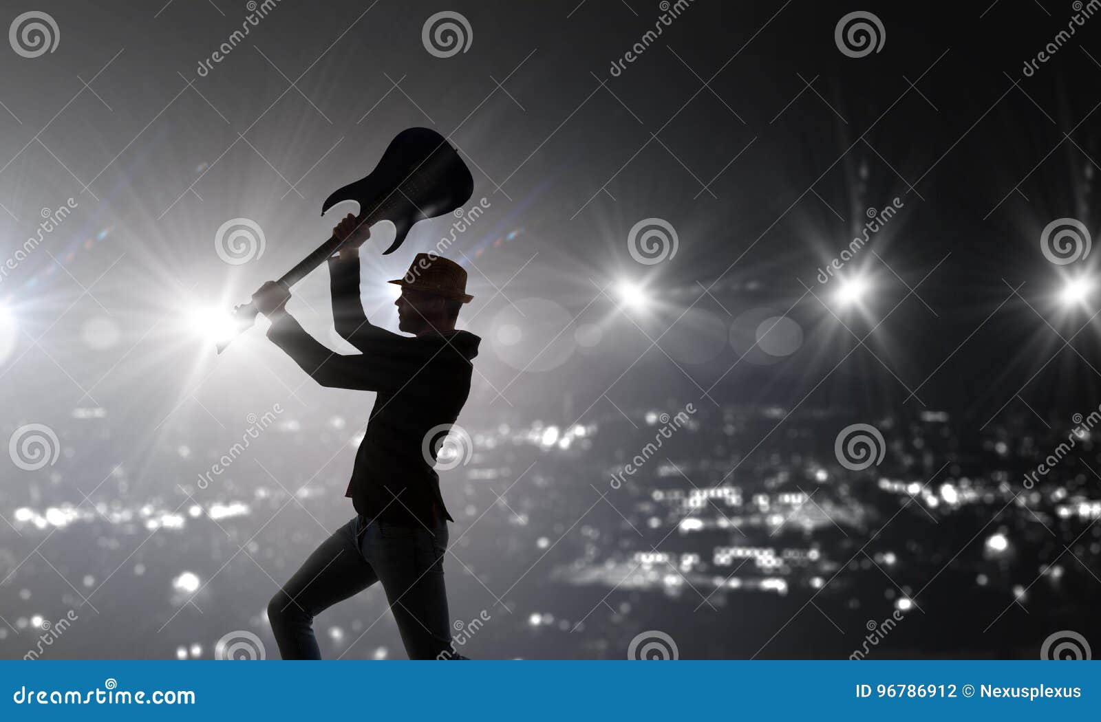 Rock Guy with Guitar. Mixed Media Stock Photo - Image of musician ...