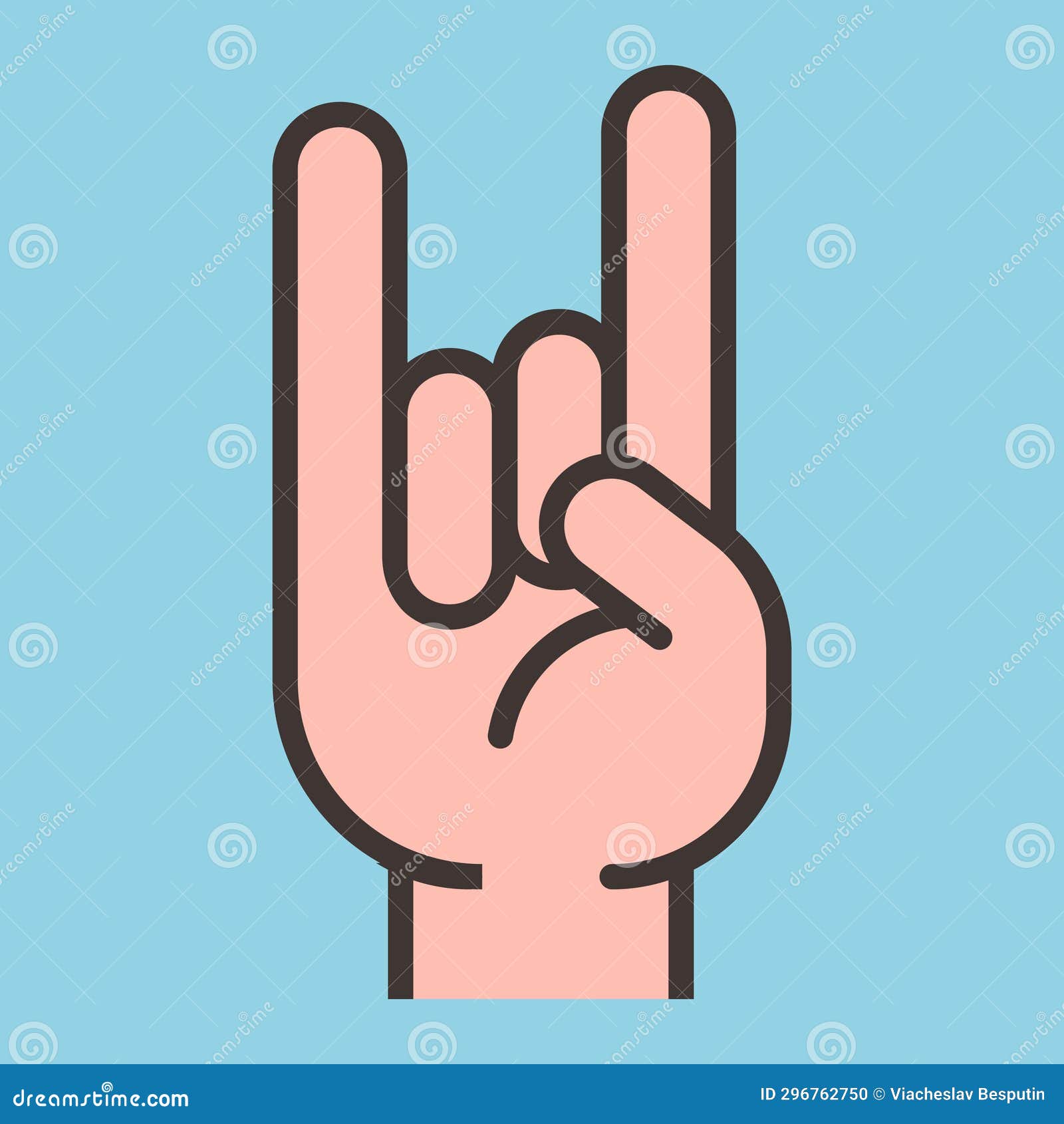Rock Hand Gesture at a Concert. Stock Illustration - Illustration of ...