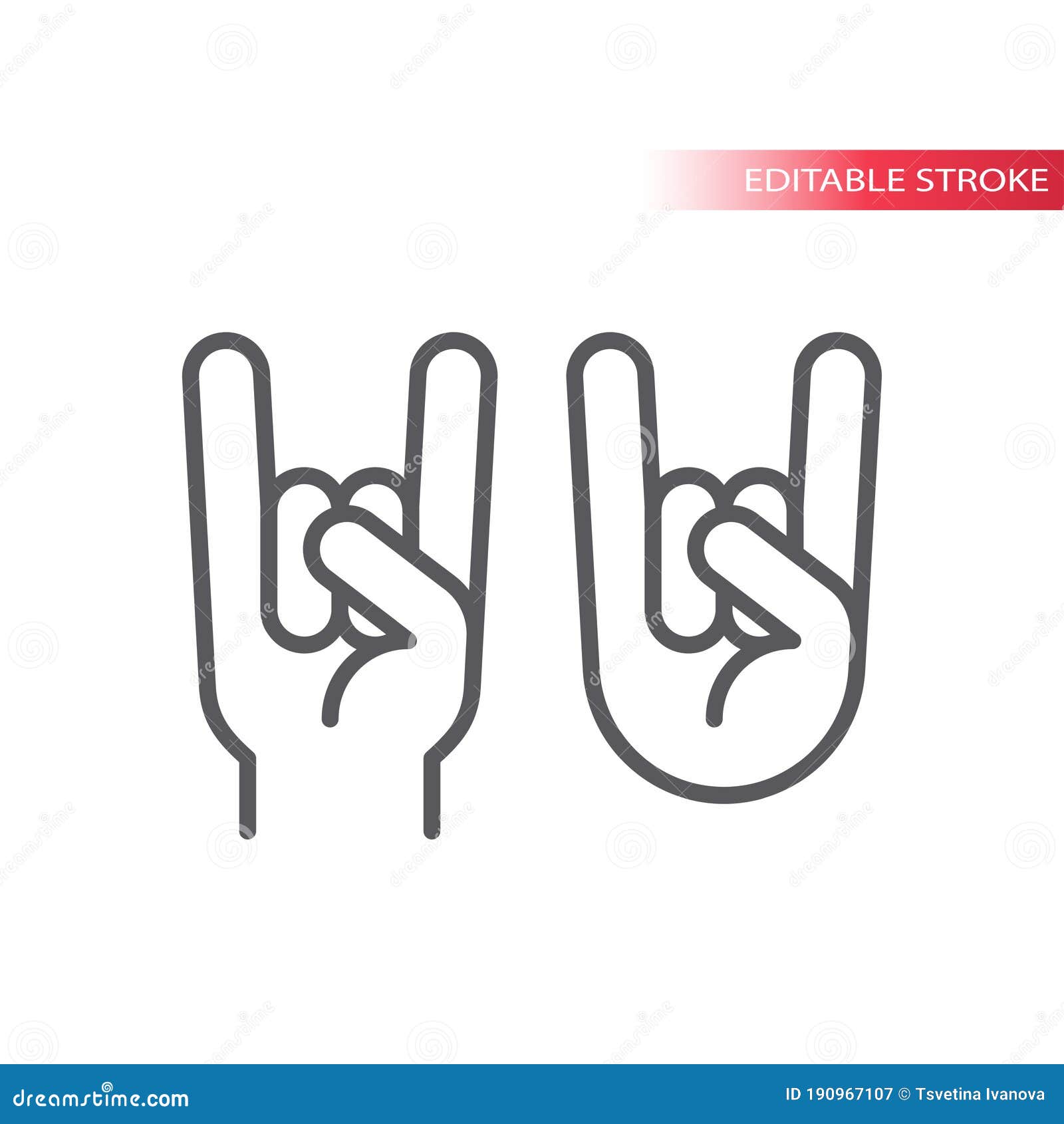 Rock Hand Gesture Thin Line Vector Icon. Rock Sign Stock Vector ...