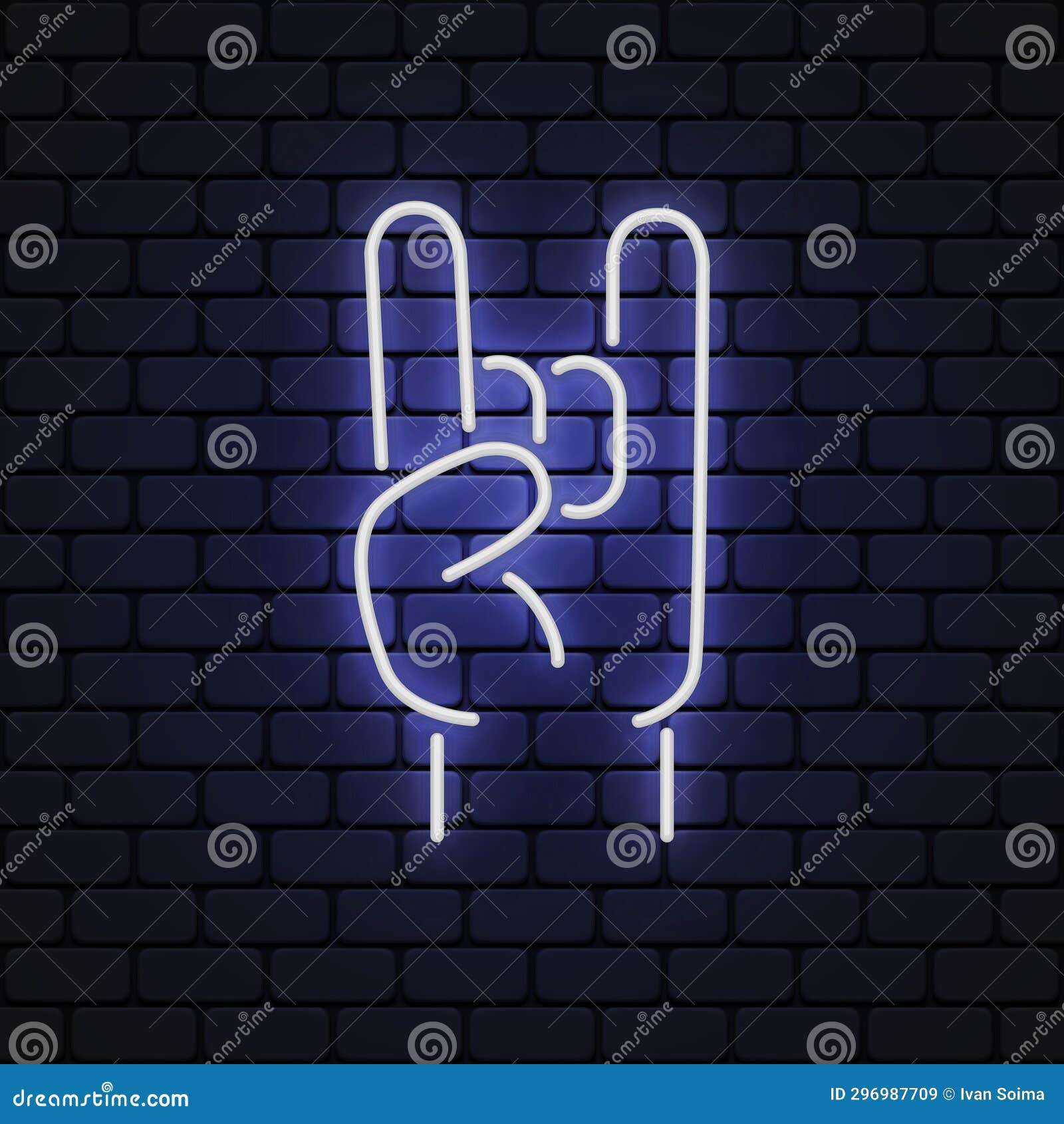 Rock Hand Neon, Great Design for Any Purposes. Vector Illustration ...