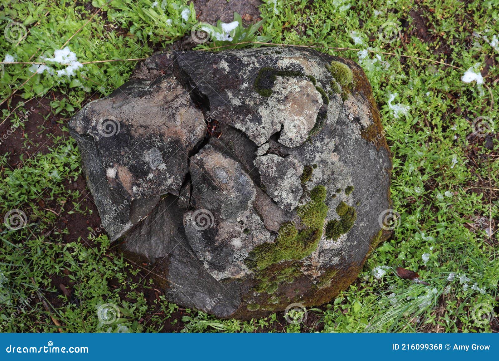 A Broken but Not Completely Shattered Rock Stock Photo - Image of stone ...