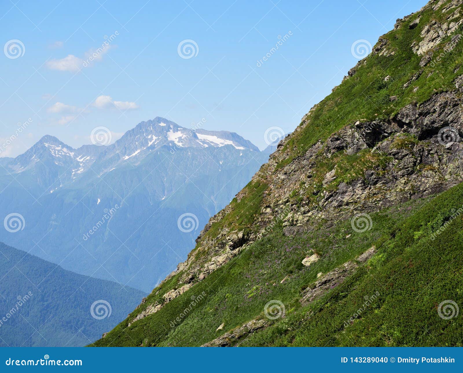 The Rock on a High Mountain Slope Stock Photo - Image of landscape ...
