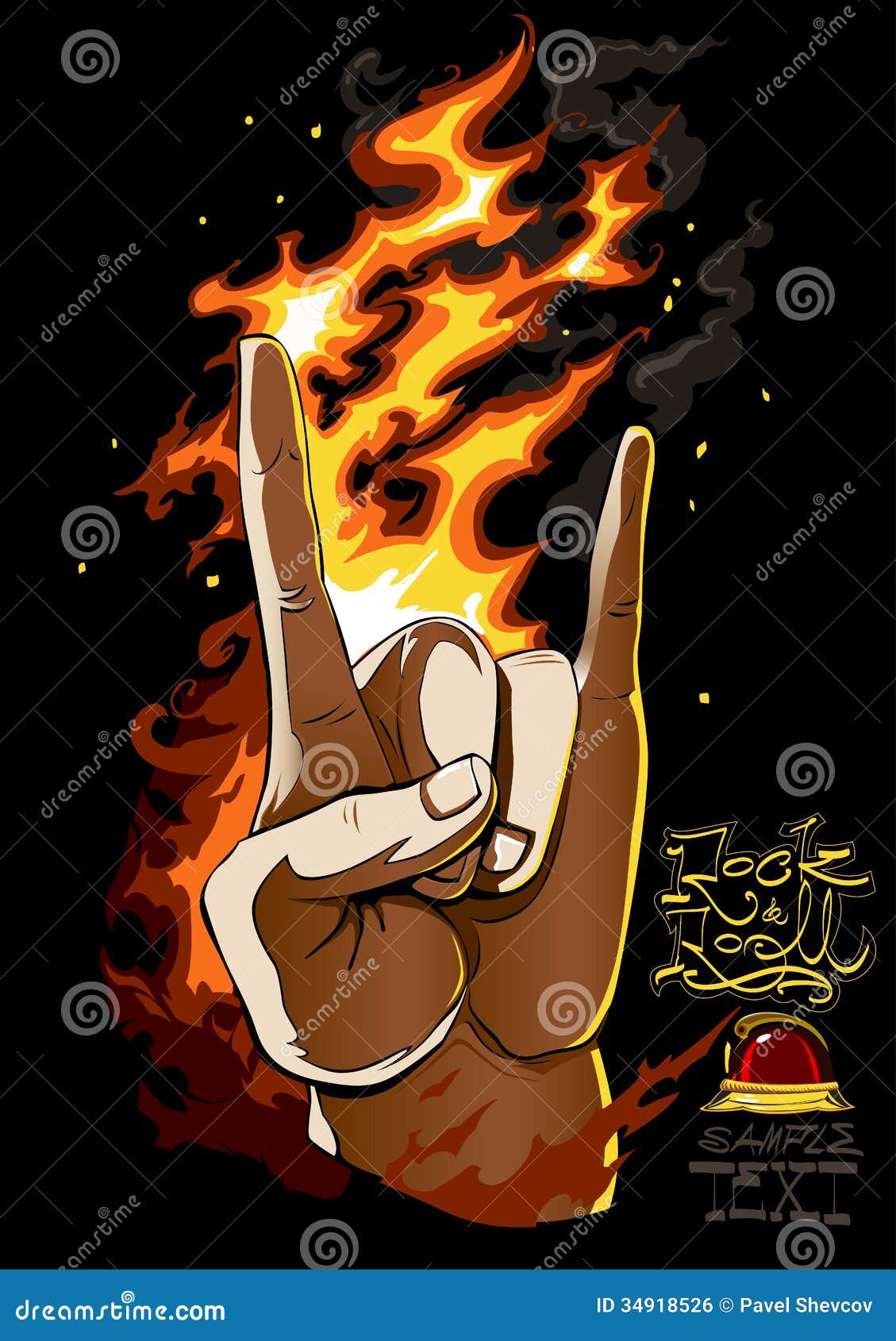 Rock Hand Sign Fire