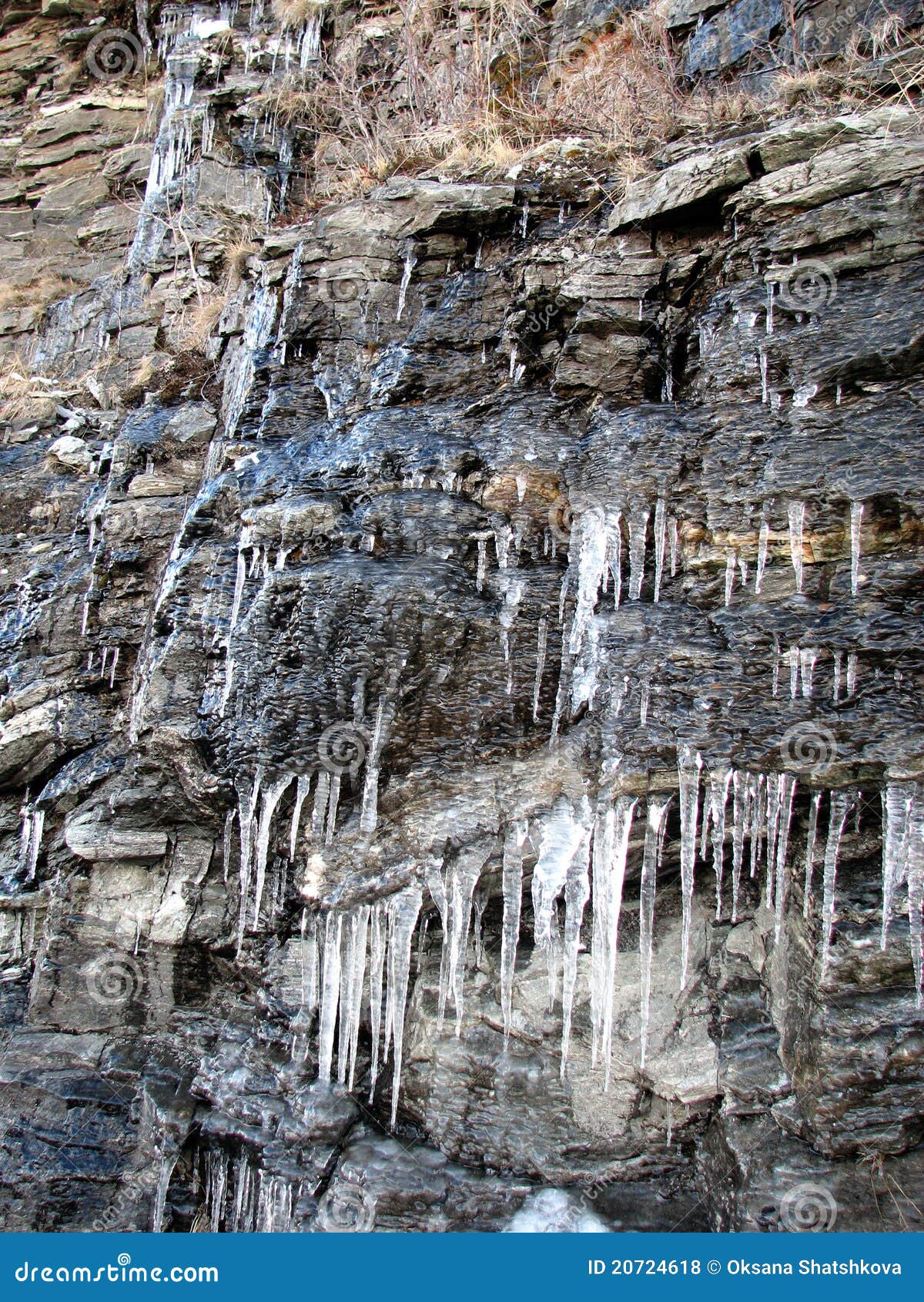Rock with icicles stock photo. Image of snow, peaks, stalactites - 20724618