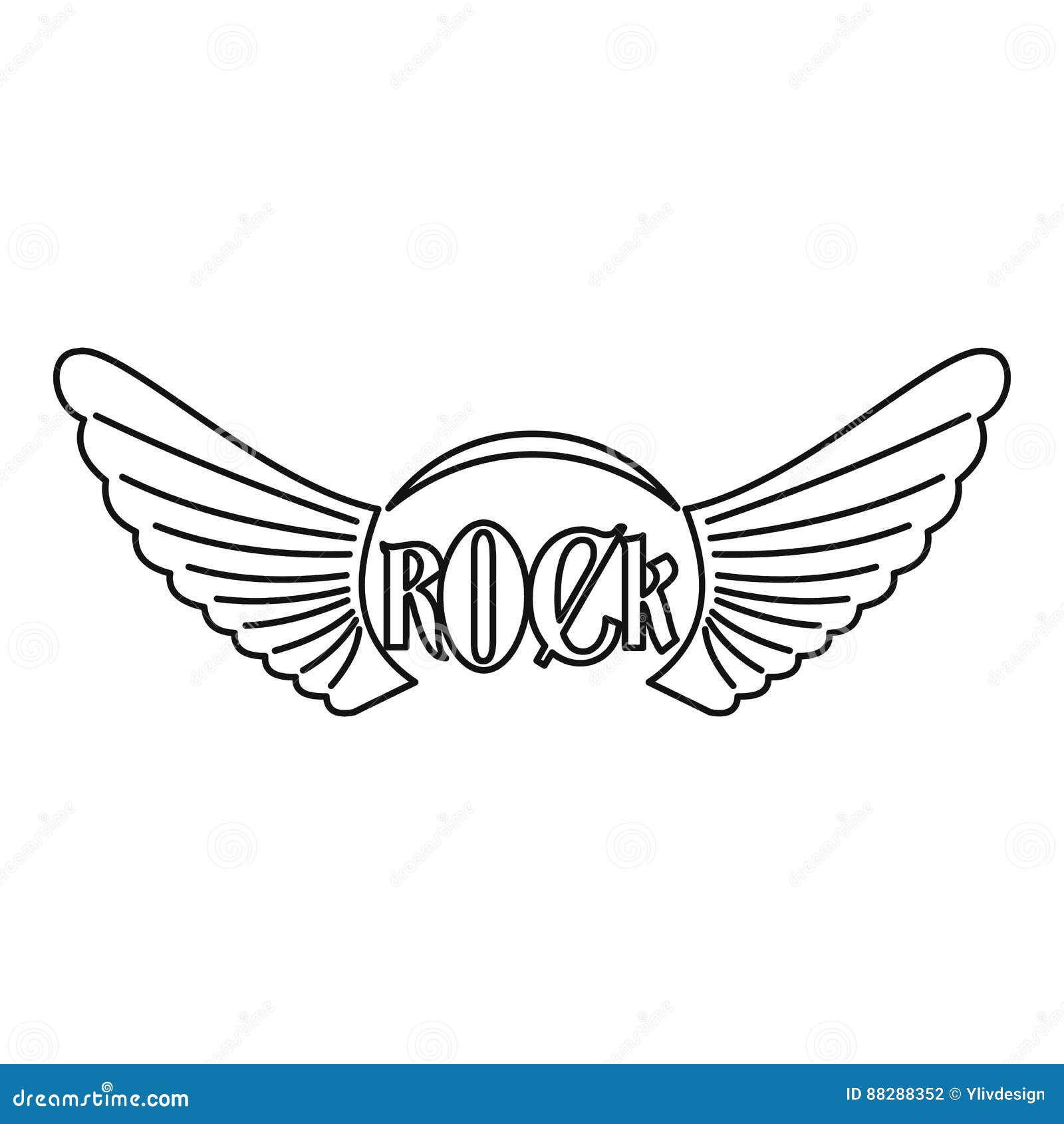 Rock icon, outline style stock vector. Illustration of retro - 88288352